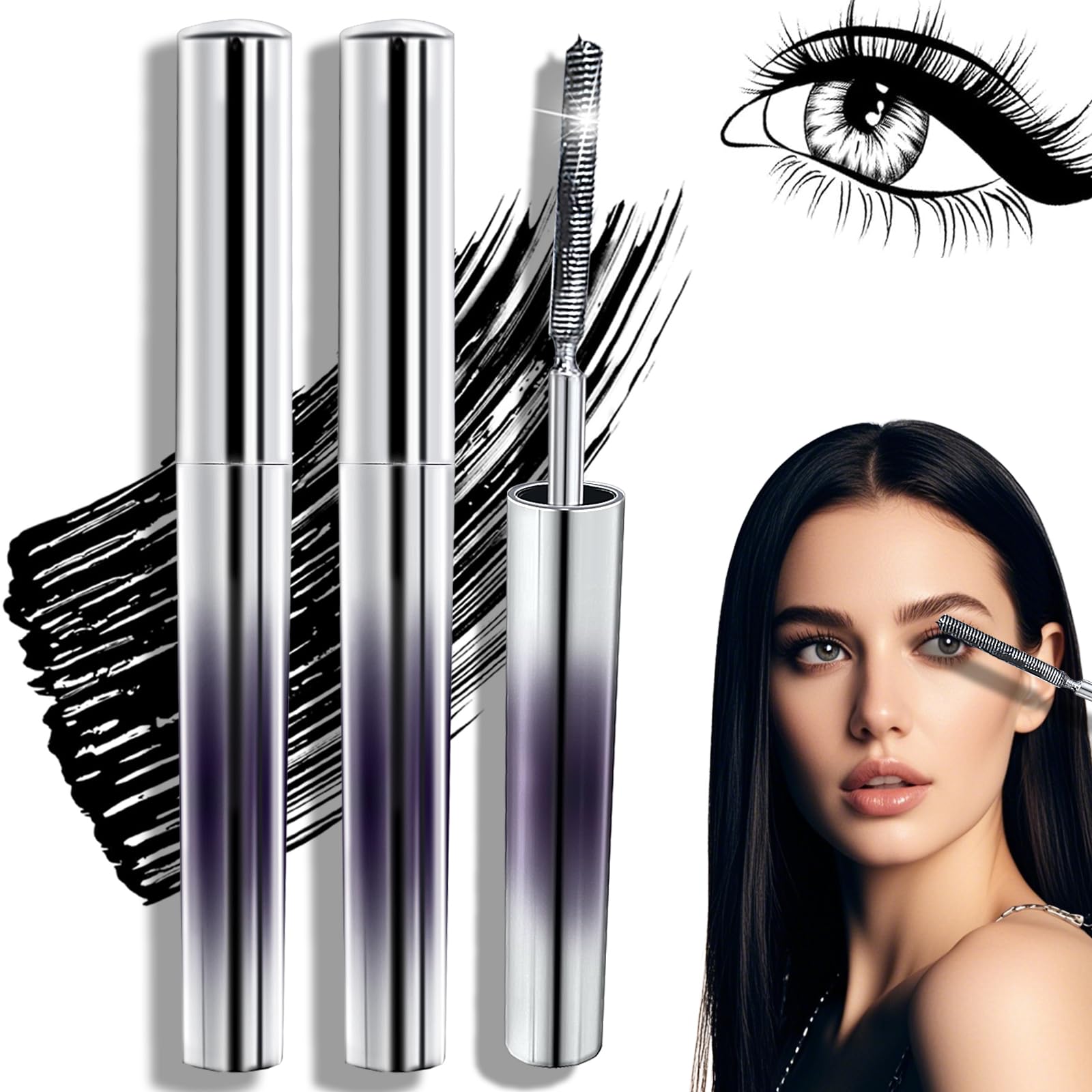 Amazon.com : 2PCS Judy Mascara Iron Wand Mascara Black Washable Metal ...