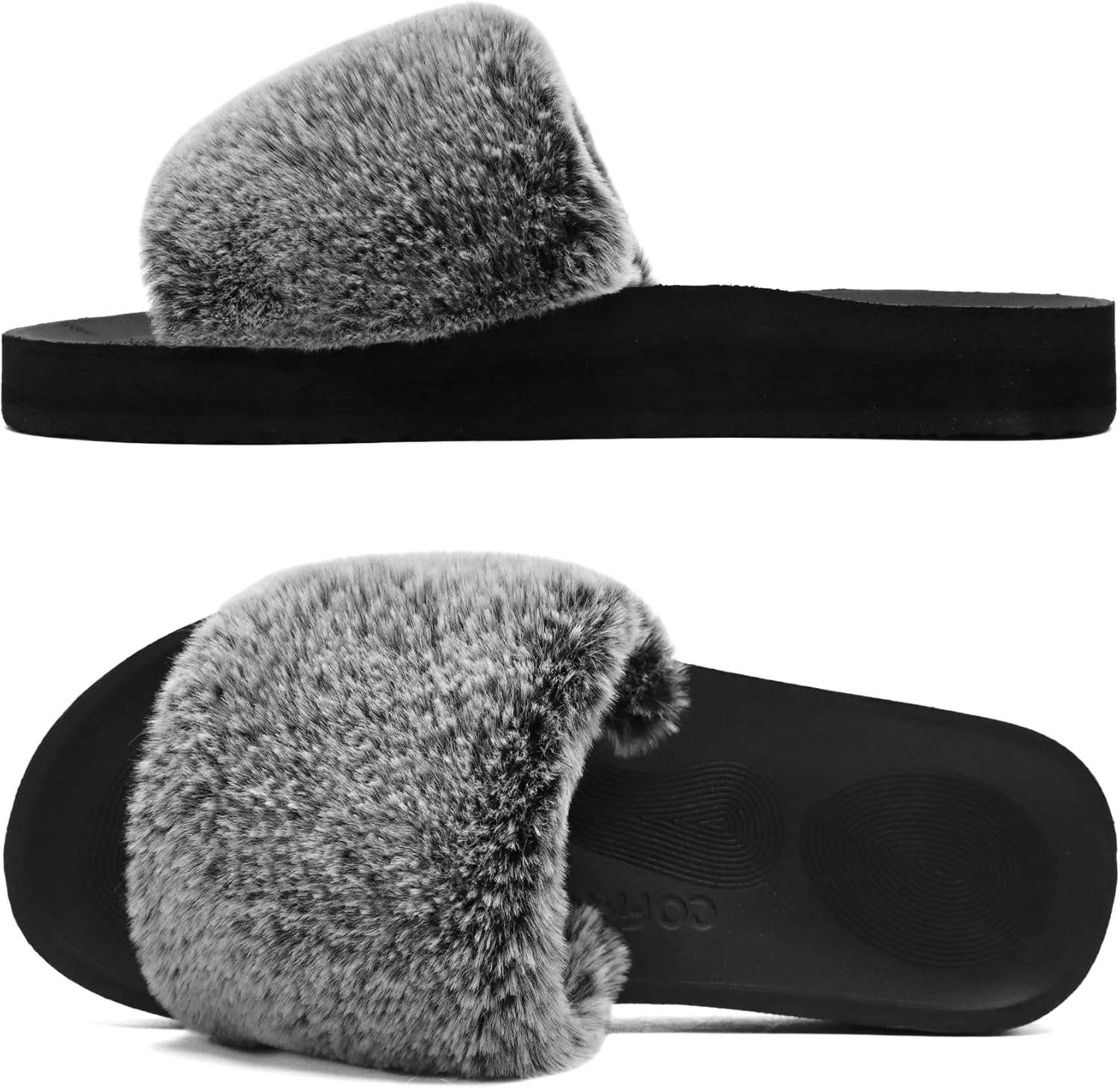 COFACE Womens Sliders Plush House Slippers Flat Sandals For Women ...