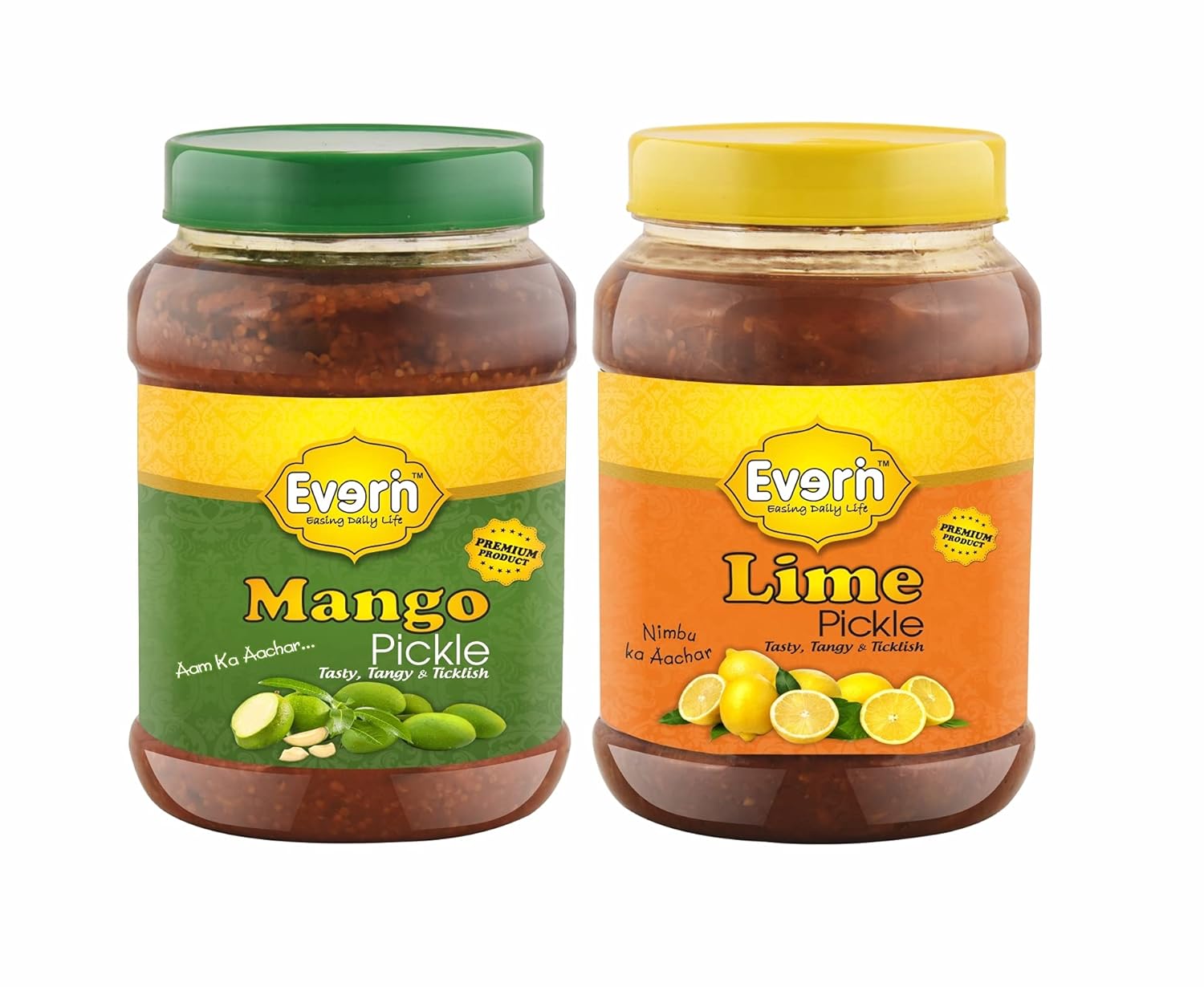 Everin Homemade Tasty Tangy and Ticklish Mango and Lime Pickle Combo ...