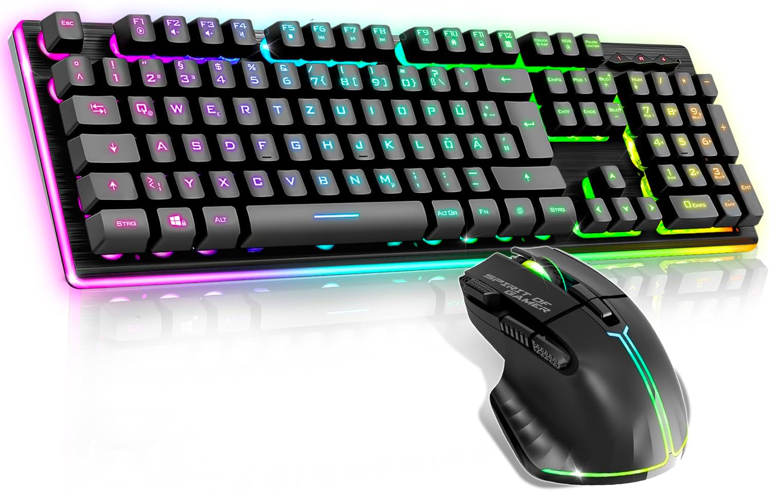 SPIRIT OF GAMER Pack Teclado Ratón Inalámbrico Gamer Negro Recargable ...