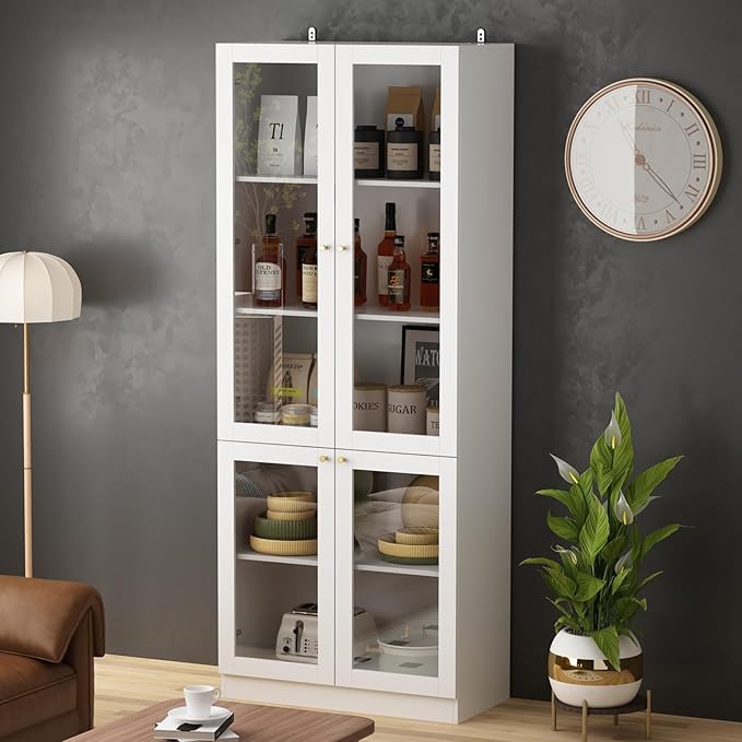 Amazon.com: Hitow 78.7" Tall Curio Cabinet Acrylic Storage Cabinet with ...