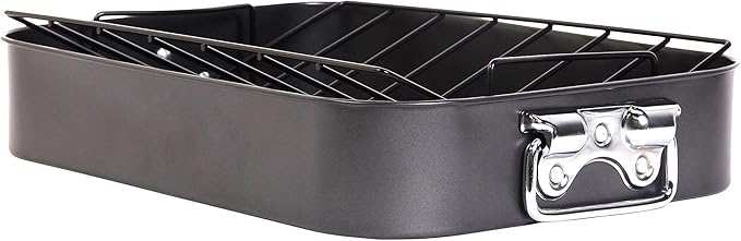 Amazon.com: Cuisine Select Steel Roasting Pan and Rack 2 Piece Set ...