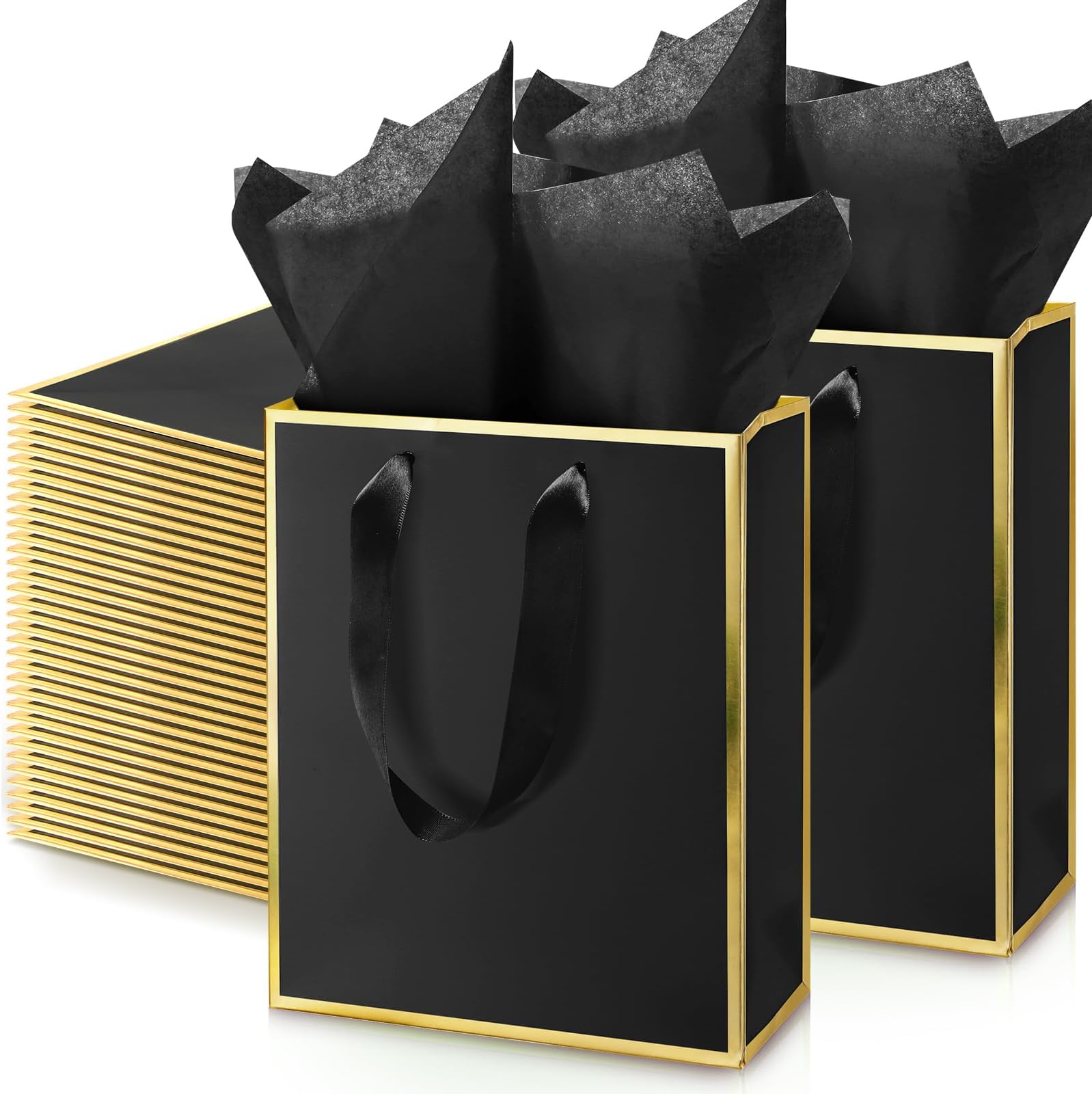 Amazon.com: Yeaqee 50 Pack Metallic Gift Bags with Handle and Tissue ...