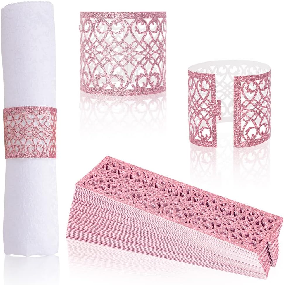 Amazon.com: Wotoban Pink Napkin Rings for Wedding Set of 150pcs ...