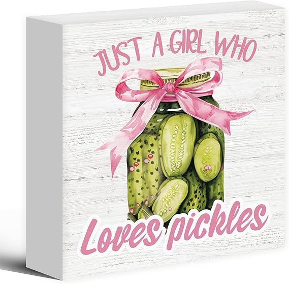 Amazon.com: Luipk Coquette Bow Pickle Decor Wood Box Sign Desk Decor ...