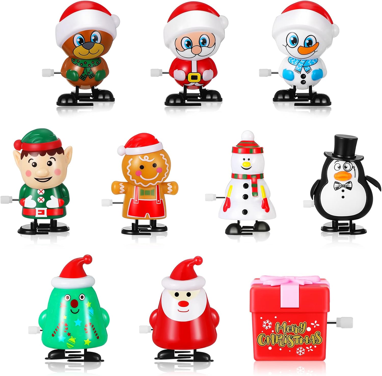 Suilung 10 Pcs Christmas Wind up Toys Assorted Christmas Clockwork Toys ...
