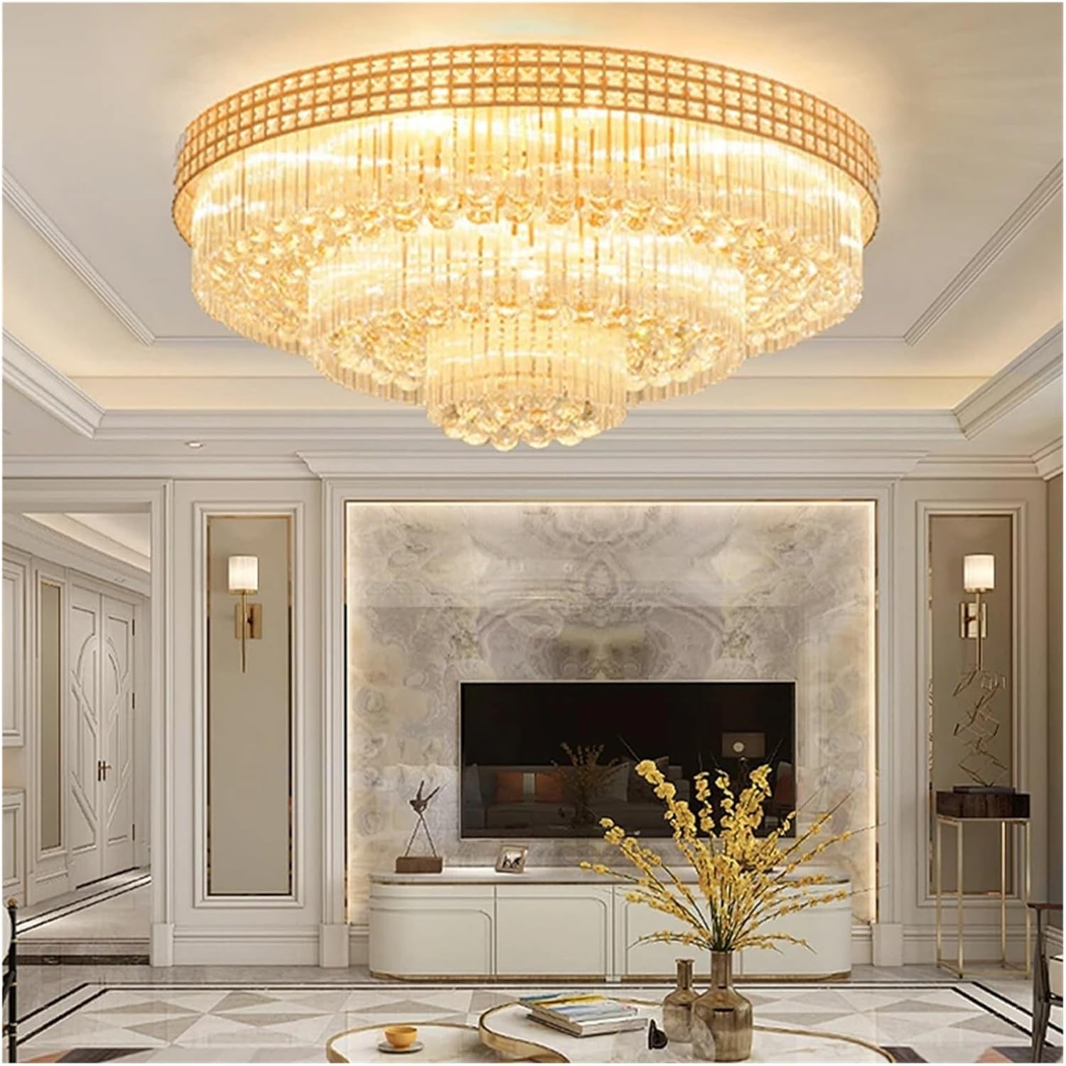 EdwAL Modern Large Crystal Ceiling Lights for Living Room Lustres LED ...