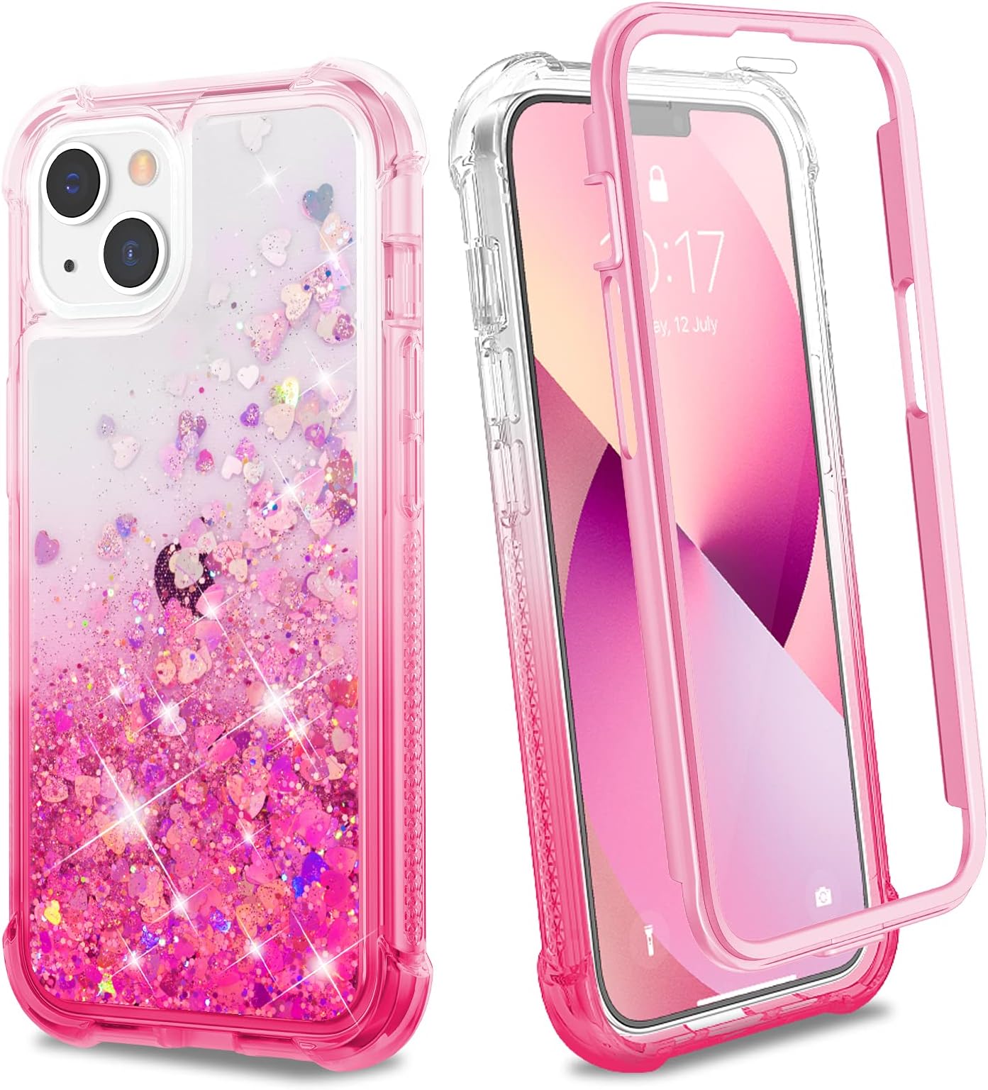 Amazon.com: Ruky Case for iPhone 13 & iPhone 14, Full Body Glitter ...