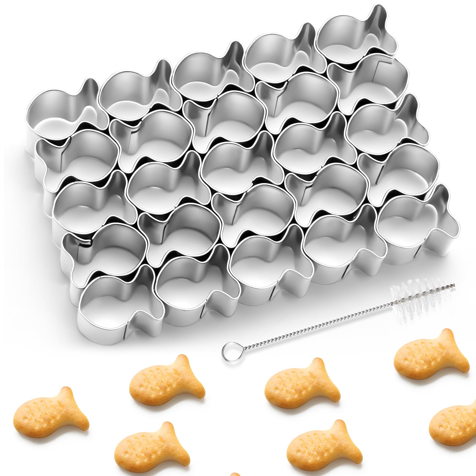 Amazon.com: Ninehaoou Gold Fish Cracker Cutter,25 Cavity Cookie Cutter ...