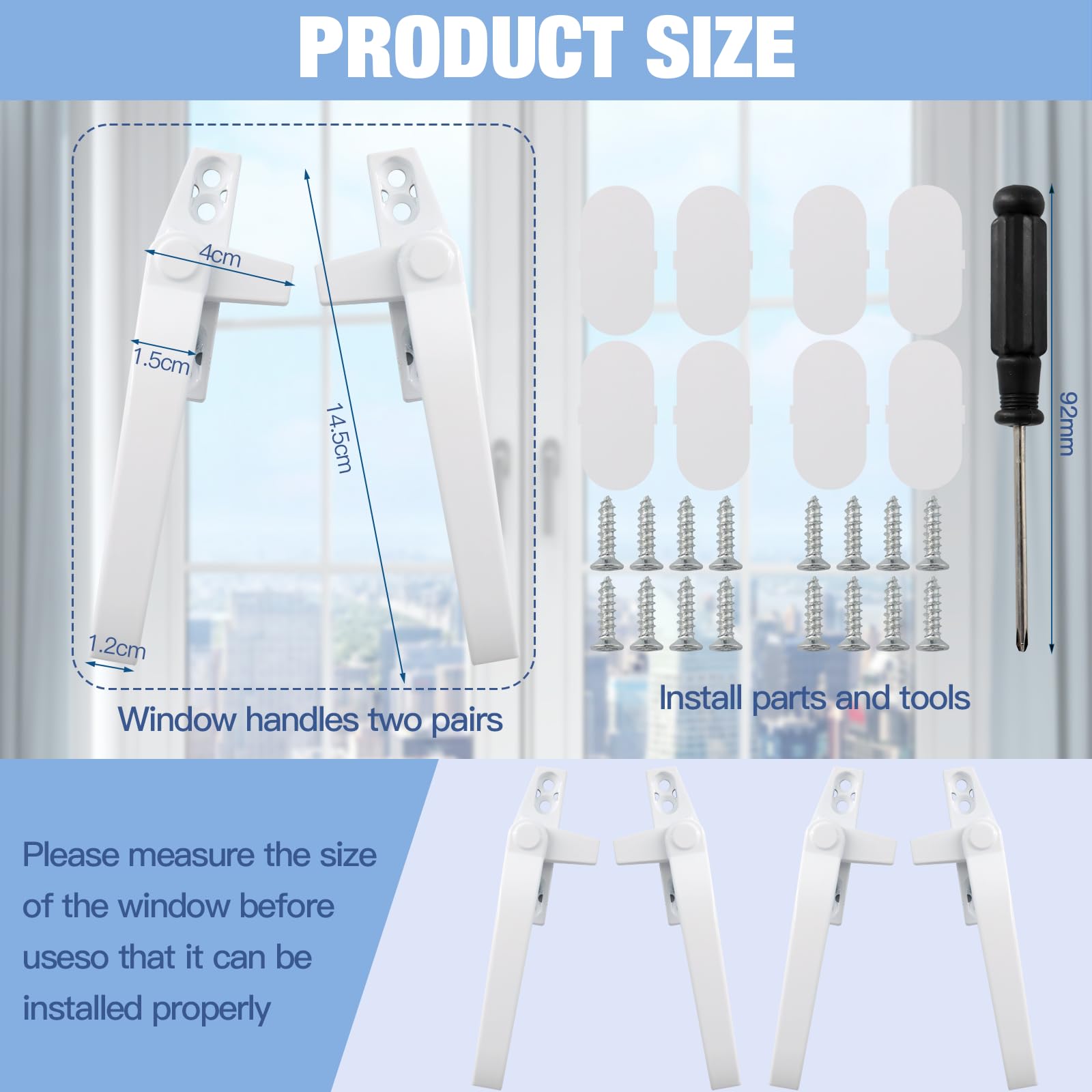 ZOCONE 4 Pcs Window Handles for UPVC Windows with Screwdriver, Right ...