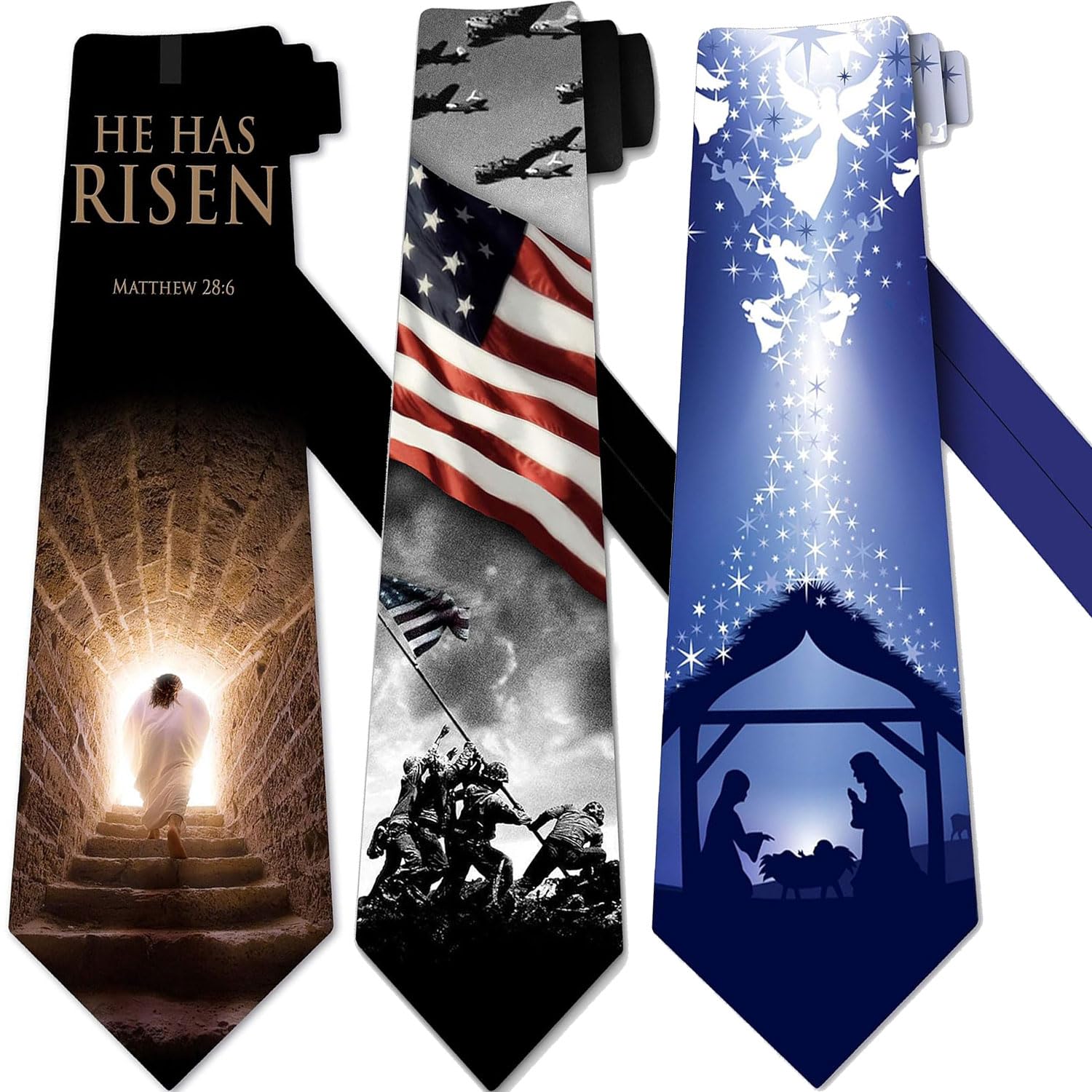Amazon.com: Three Rooker Religious Patriot Ties Mens Nativity Necktie ...