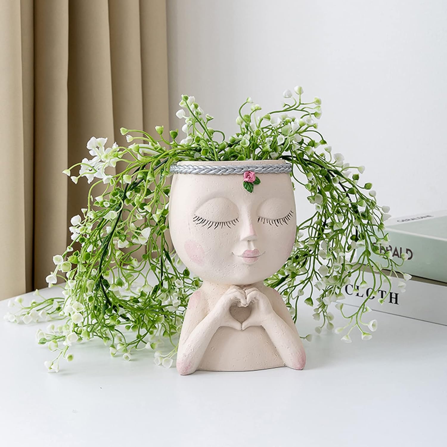 Amazon.com : Altsuceser Face Flower Pot Head Planter, Little Girl ...