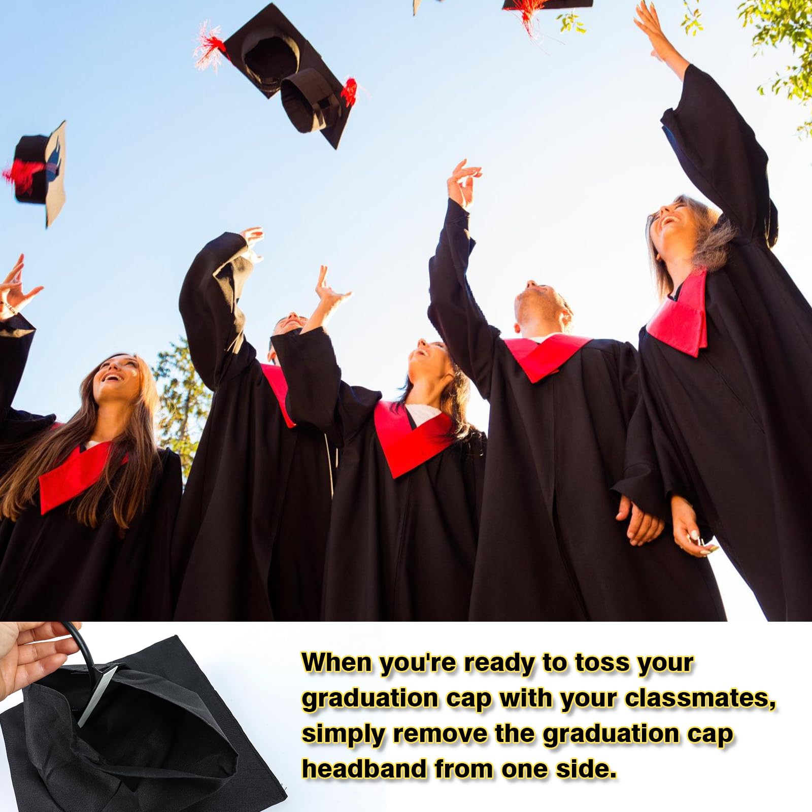 Snapklik.com : Teisaiko 6-Pack Graduation Cap Headband - Secures Your ...