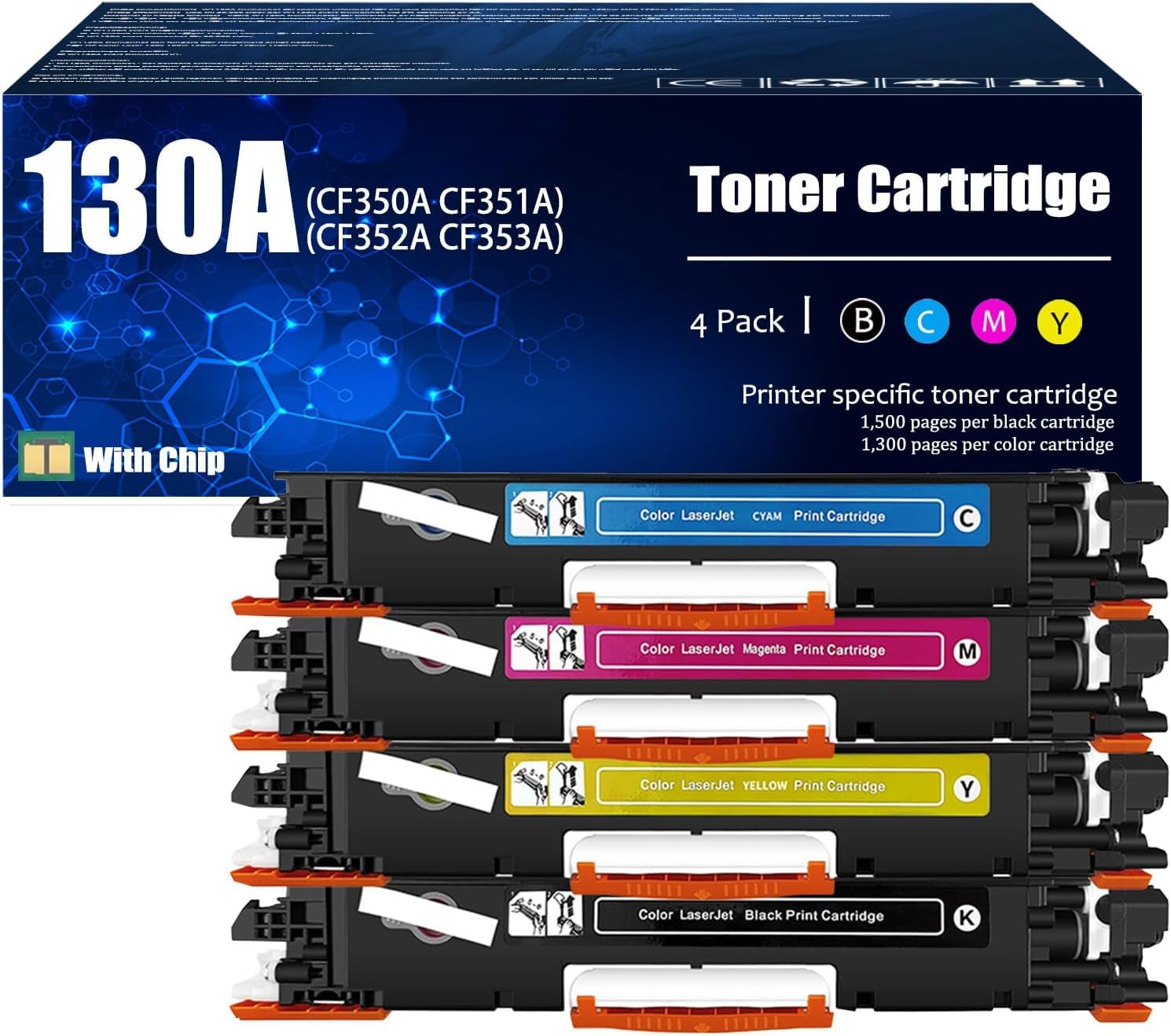 SPS 130A Toner Cartridges Compatible for HP 130A CF350A CF351A CF352A ...