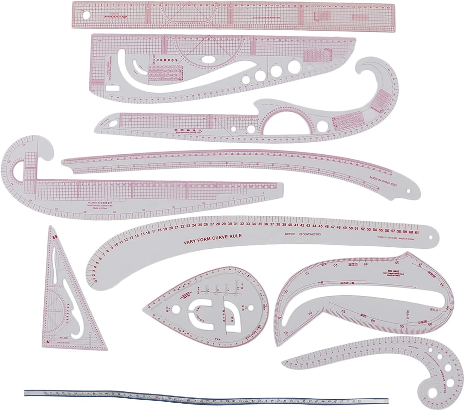 Amazon.com: 11 Pcs Sewing Rulers, 11 Styles Plastic Clear Sewing Ruler ...