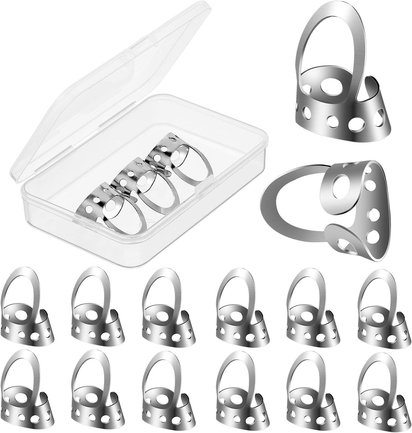 Amazon.com: Shappy 12 Pcs Stainless Steel Metal Finger Picks, Open ...
