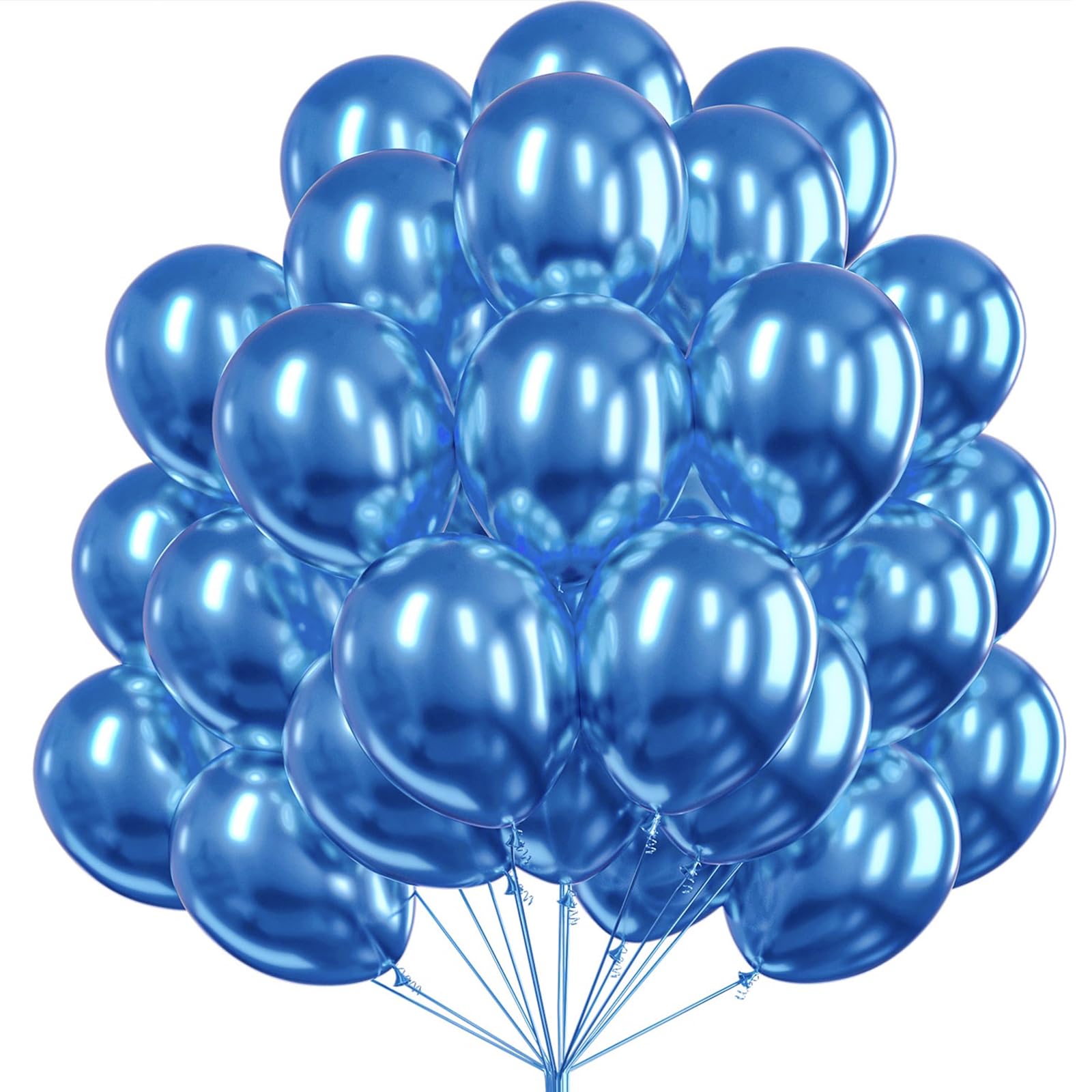 Partywoo Metallic Blue Balloons 50 Pcs 12 Inch Blue Metallic ...