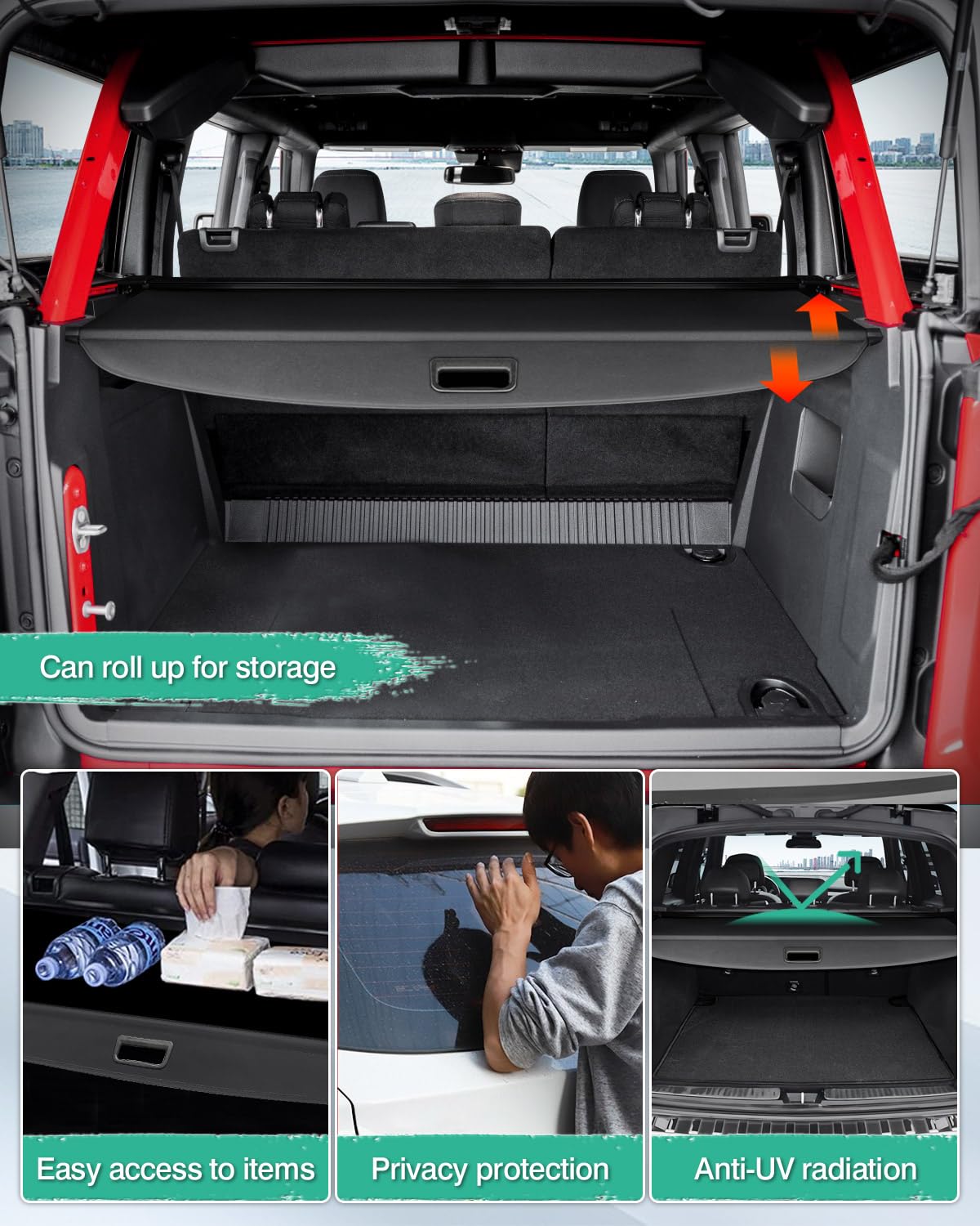 Snapklik.com : Powerty Cargo Cover For 2021-2023 2024 Ford Bronco 4 ...