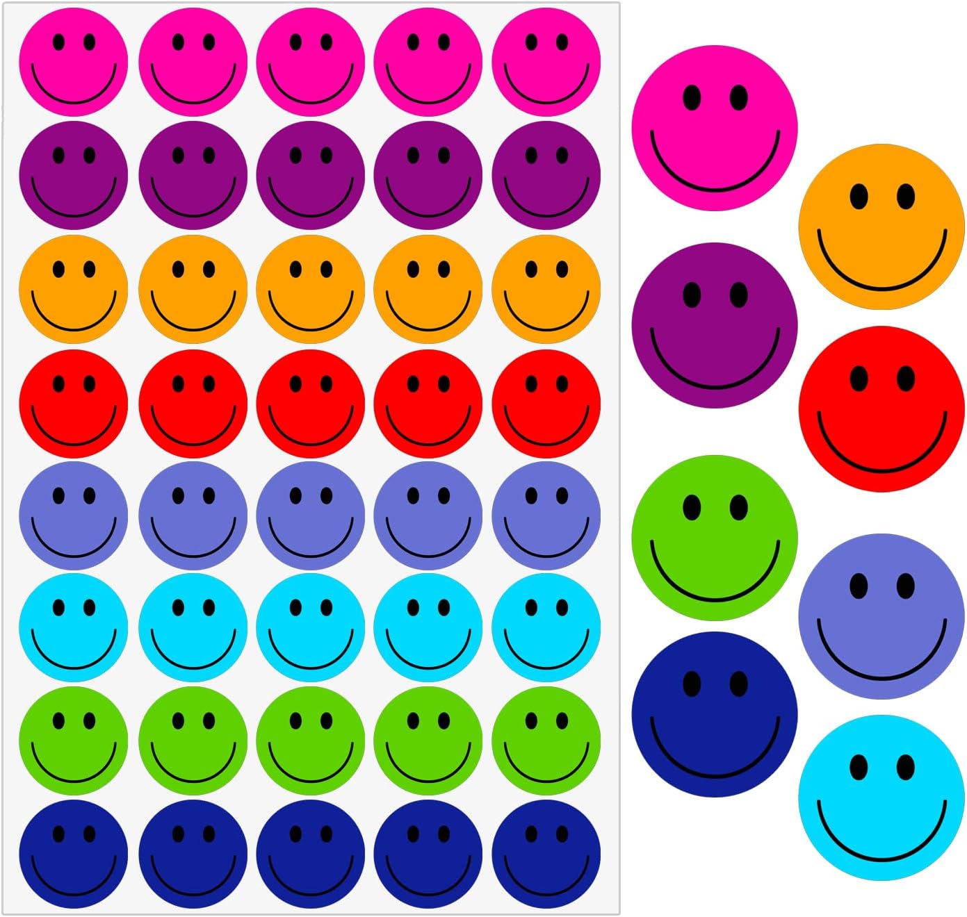Amazon.com: 1200 Pcs Happy Smiley Face Stickers for Kids, 15 Sheets ...