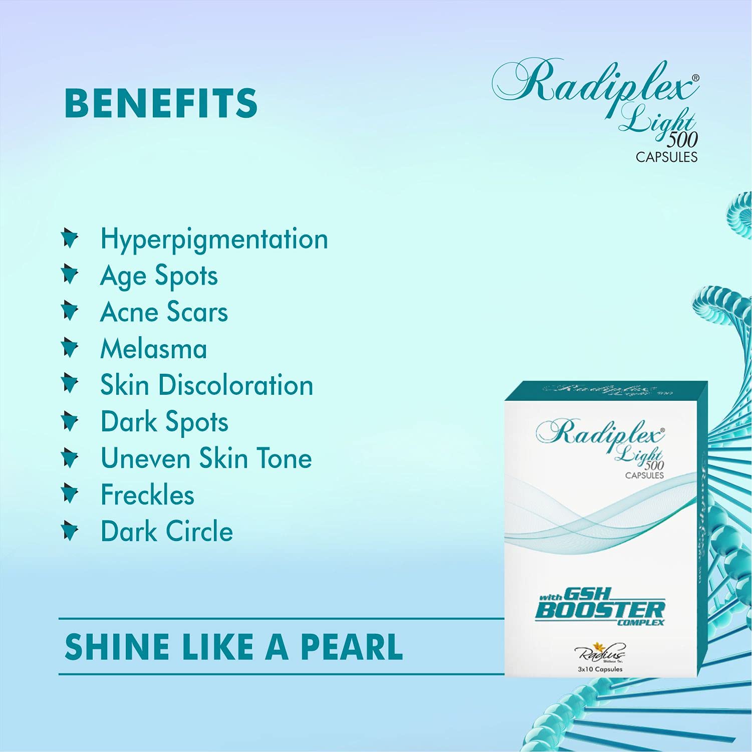 Radiplex Light Glutathione 500mg (Reduced Form) Capsules | With Vitamin ...