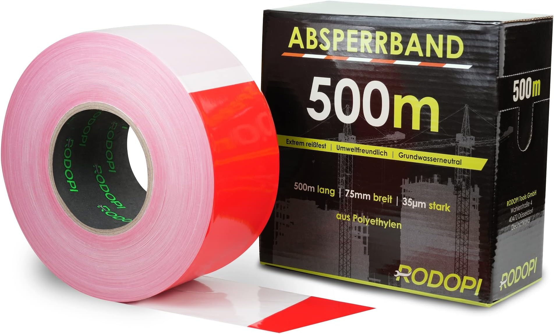 Rot/weißes Flatterband Absperrband im Karton 80 x 500 mm* : Amazon.de ...