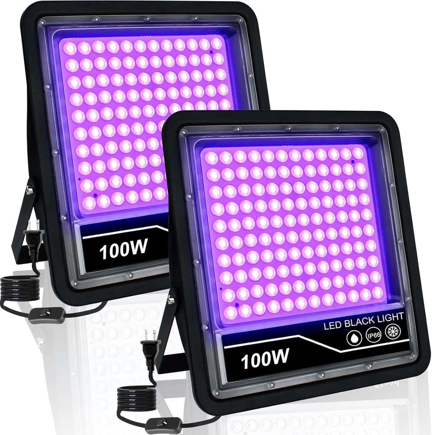 100W LED Black Light, 2 Pack UV Black Lights for Glow Party, IP66 ...