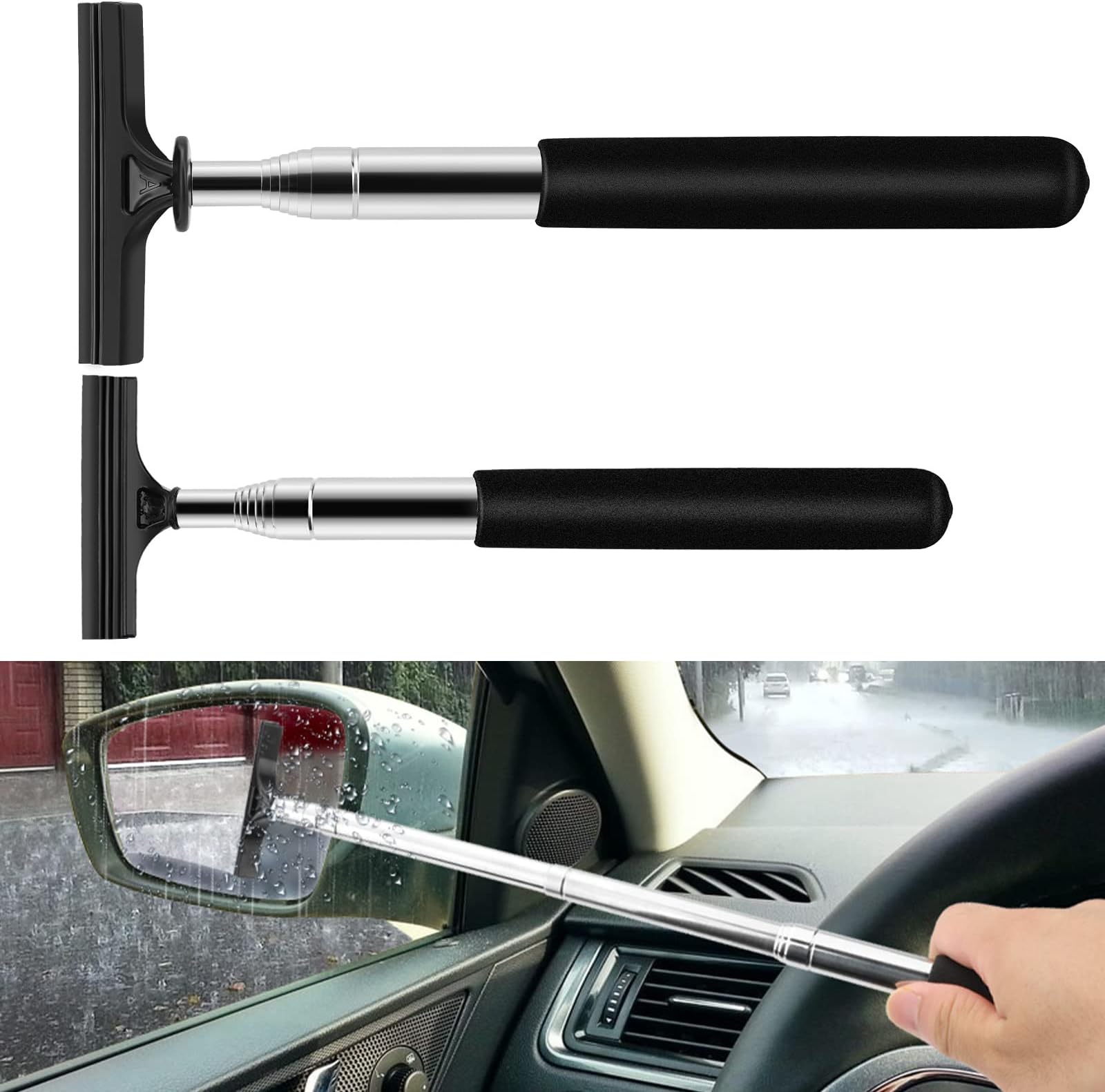 Amazon.com: Car Side Mirror Squeegee, Metal Telescoping Mirror Squeegee ...