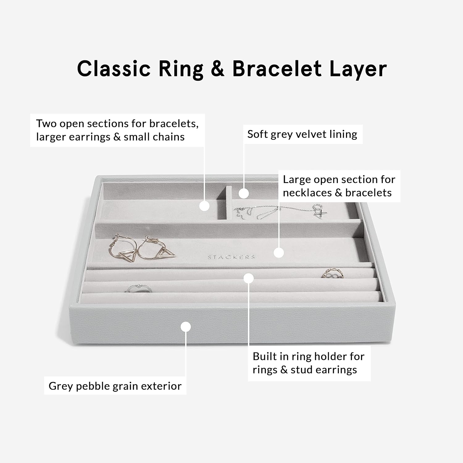 Buy Stackers Pebble Grey Classic Medium Jewellery Box - Set of 4 Online ...
