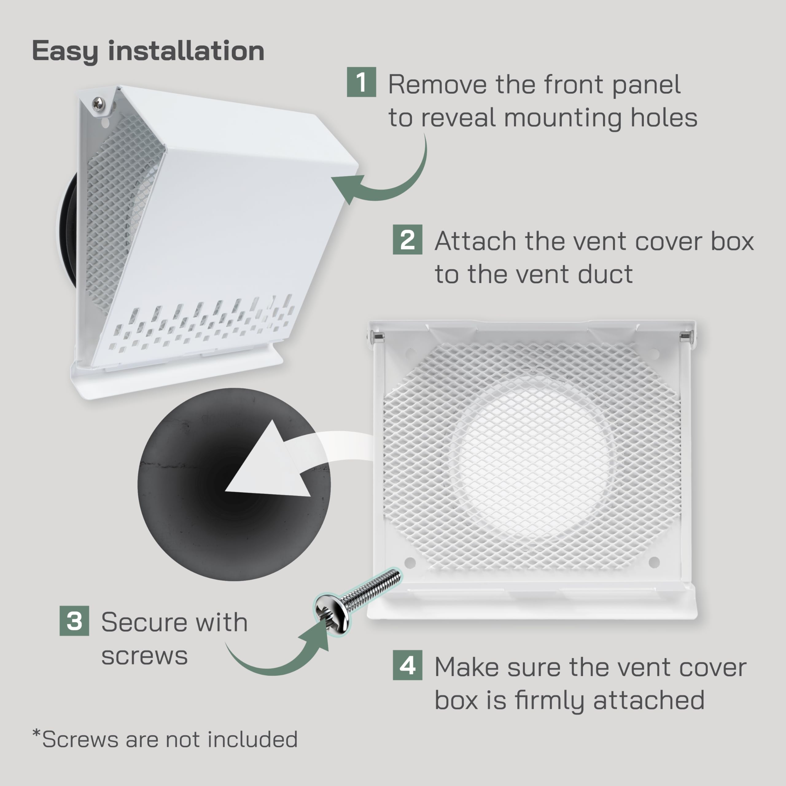 Vent Systems 100 mm / 4″ Inch Air Supply Vent Cover with Rubber Gasket ...