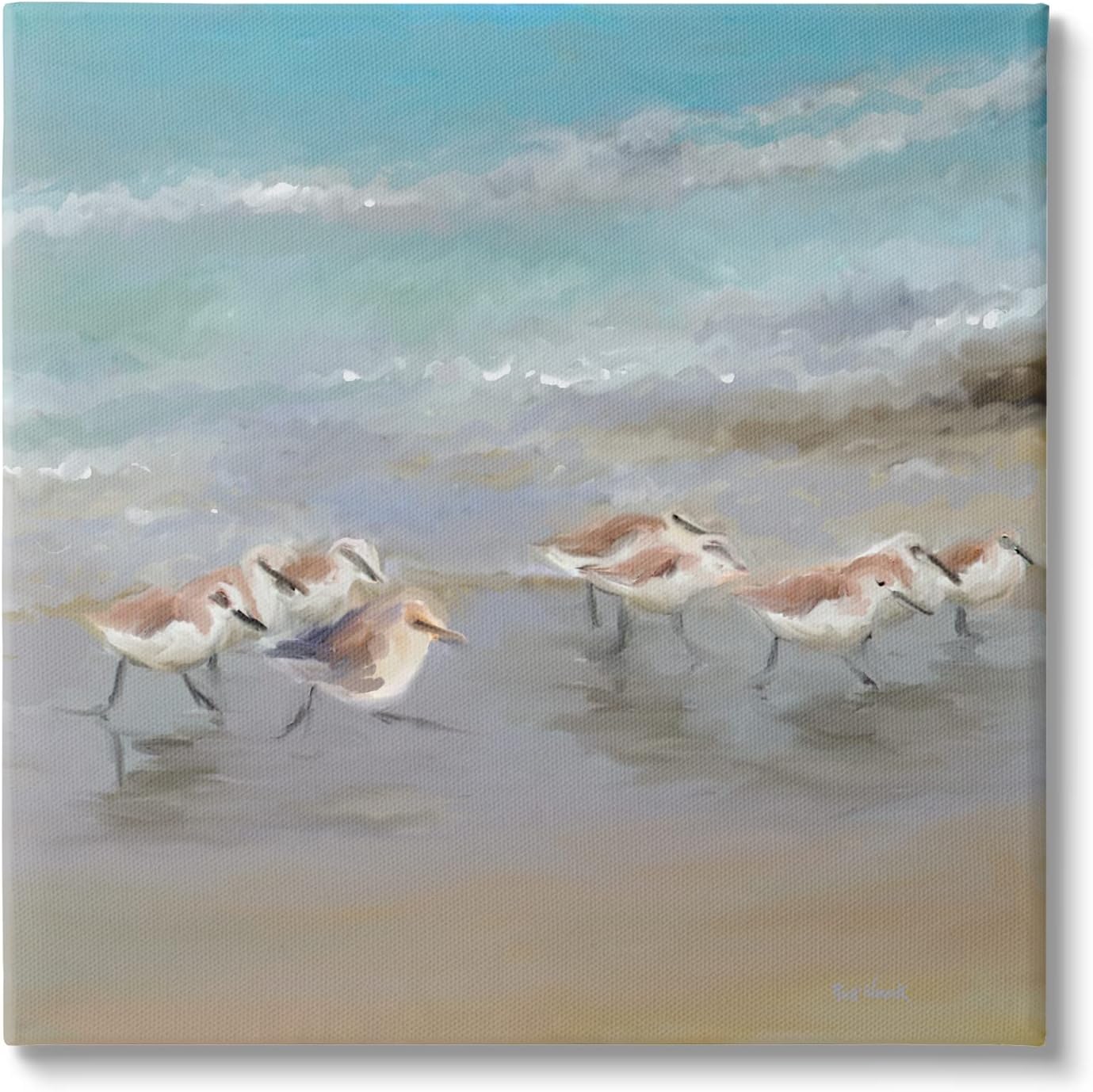 Amazon.com: Stupell Industries Coastal Sandpipers Beach Waves Shore ...
