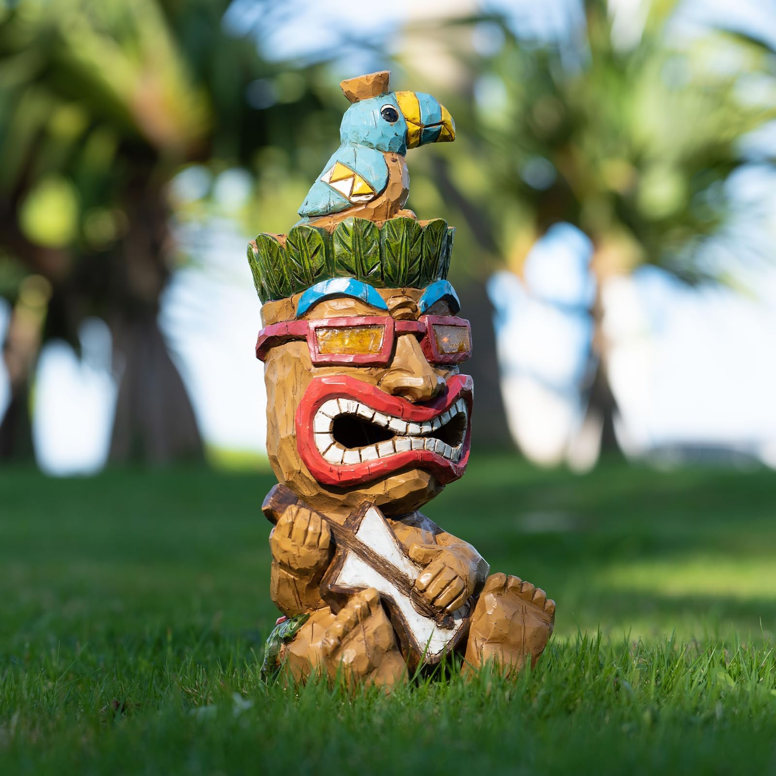 Moanyt Tiki Solar Light Statue Decor,Solar Powered LED Totem Figurine ...