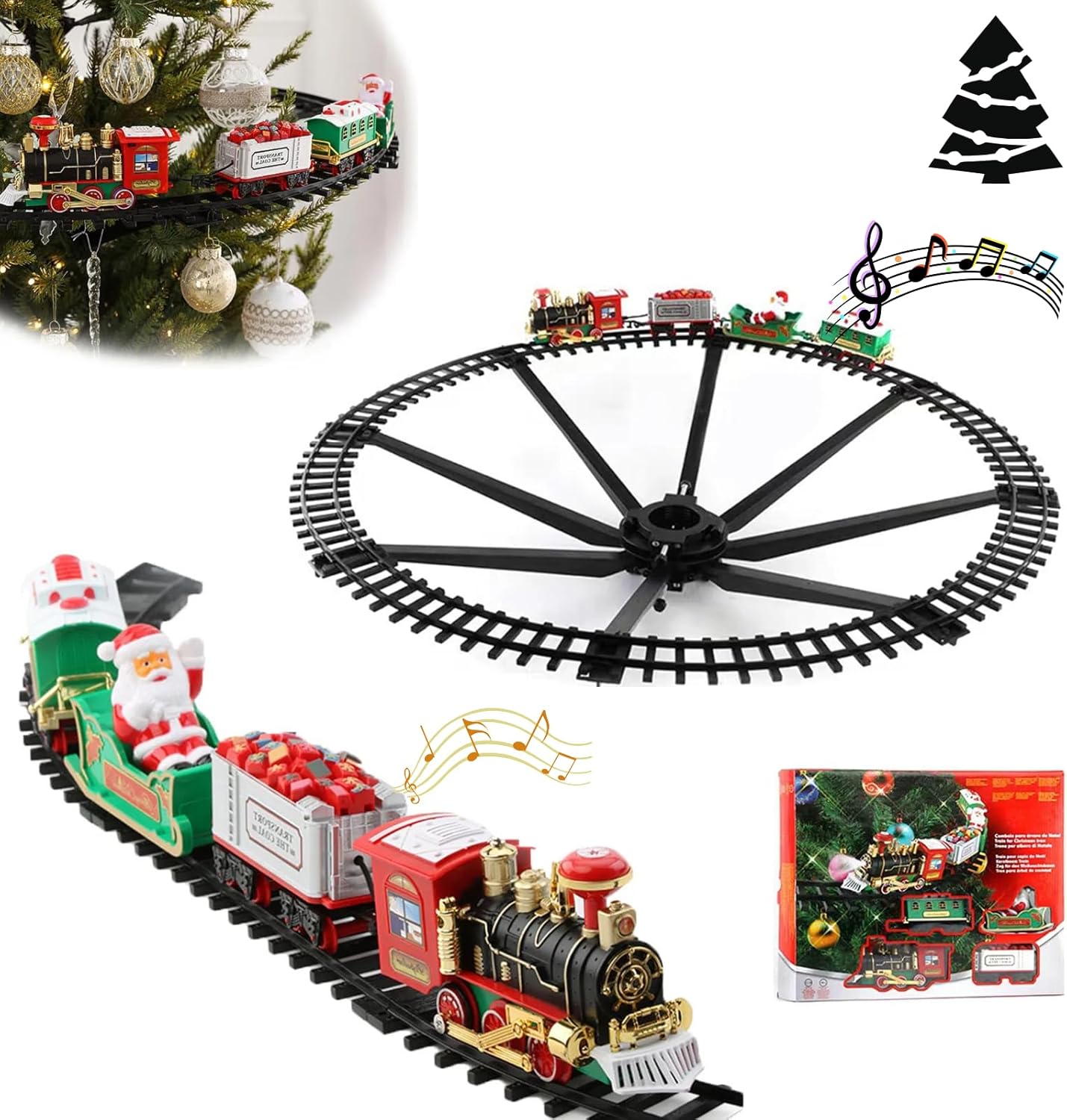 Christmas Tree Train Set Around The Tree,Christmas Train Rail Toys with ...