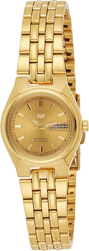 Seiko Women's SYMA04 5 Automatic Gold Dial Gold-Tone Stainless Steel ...