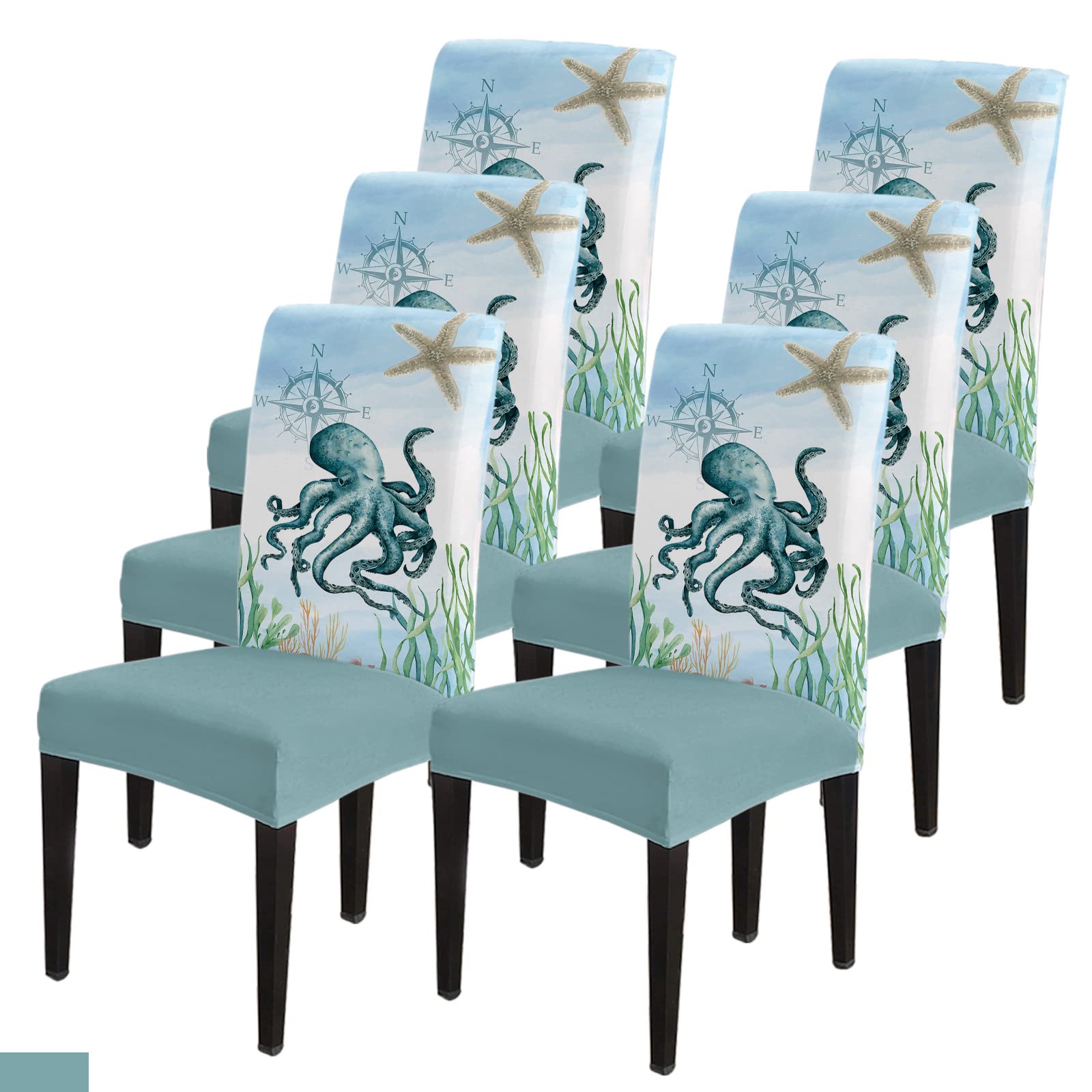 Amazon.com: Chair Covers, Beach Themed Coastal Blue Sea Whale Nautical ...