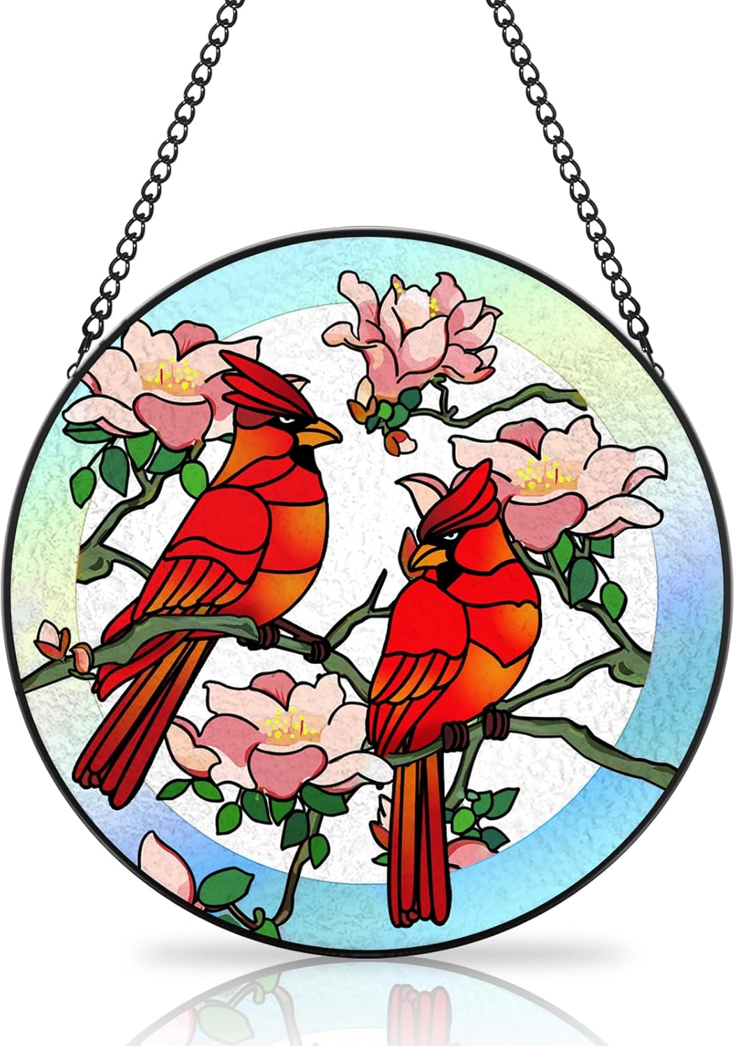 Amazon.com : Stained Glass Window Hanging,Cardinal Sun Catcher,Red ...
