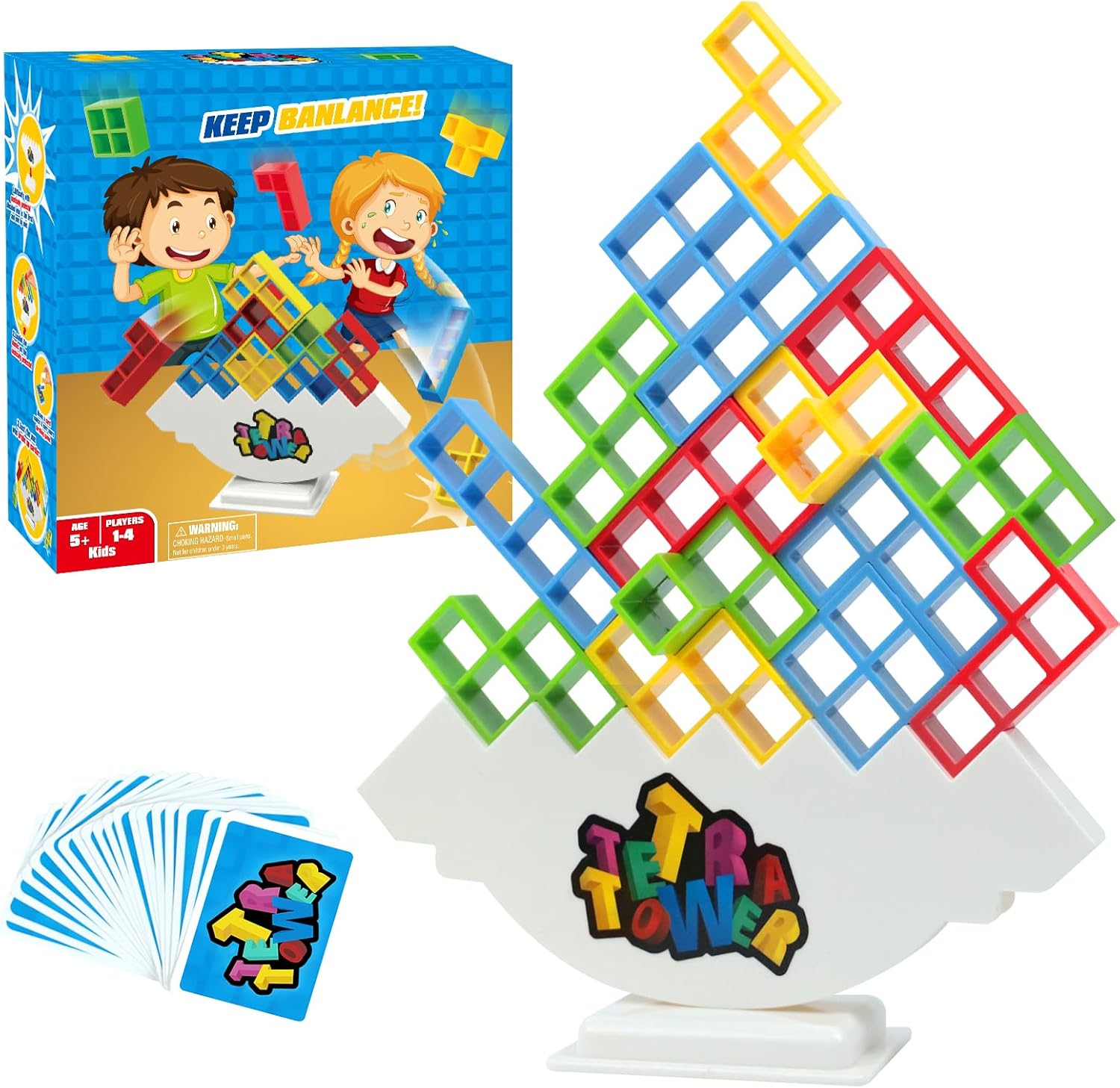 48pcs Tetra Tower Balance Stacking Game, Board Table Games with 55 ...