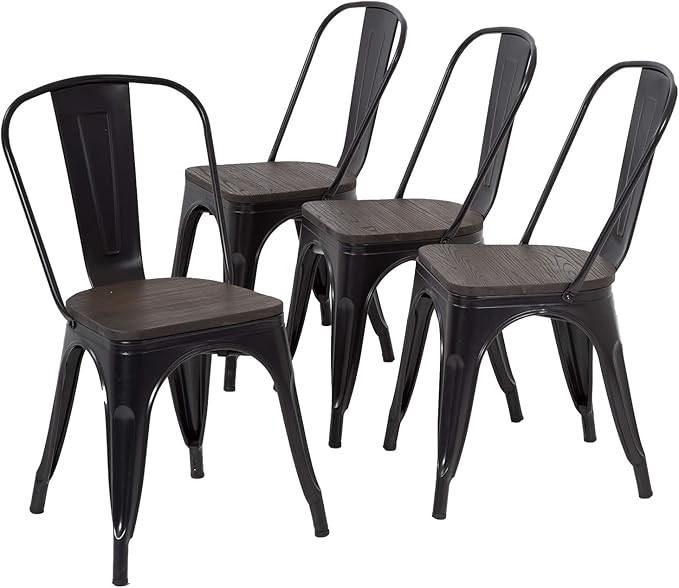 Amazon.com: Metal Dining Chairs Set of 4 Patio Chairs Furniture Indoor ...