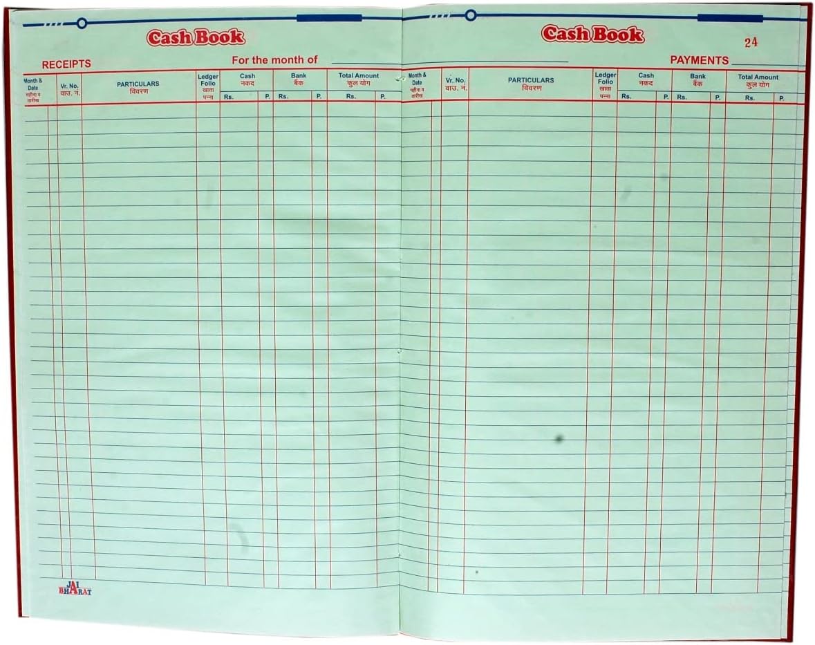 Cash Book Register 70 GSM Ledger Paper Cash Register Hard Register ...