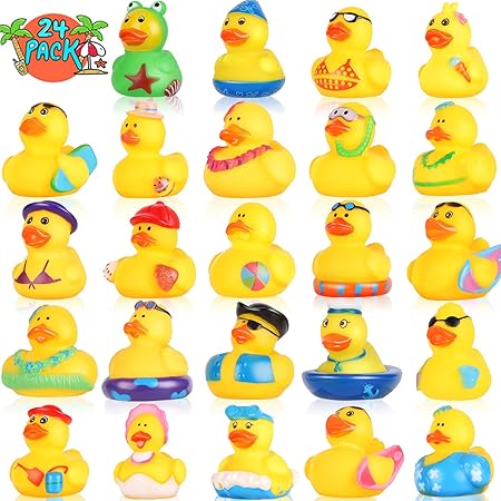 Amazon.com: Mikulala 24 Pack Summer Beach Rubber Duck Jeep Rubber Ducks ...