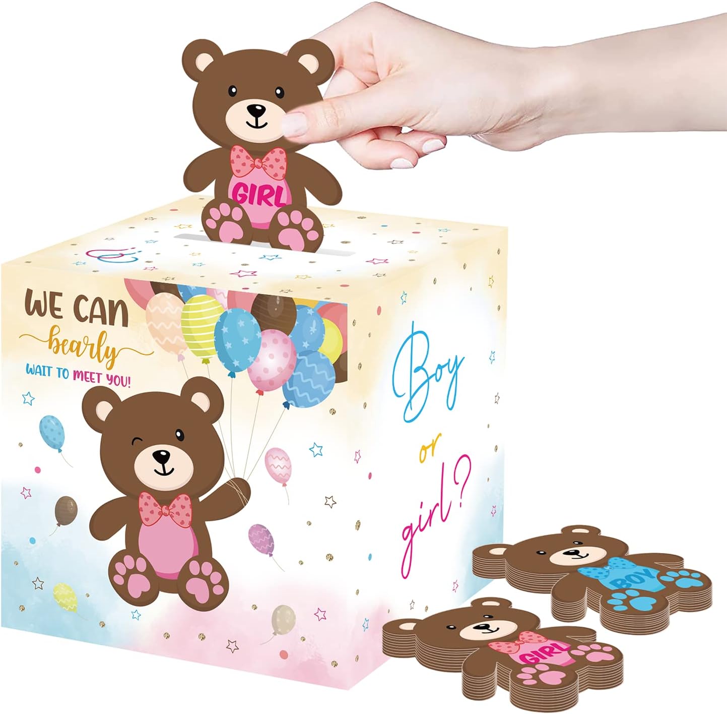 Amazon.com: Cute Little Bear Style Boy or Girl Gender Reveal Ballot Box ...