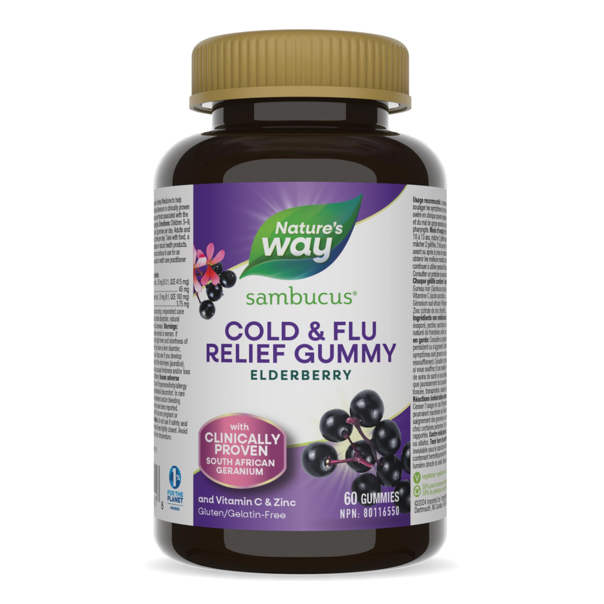 Nature's Way Sambucus Cold and Flu Relief Original Elderberry Gummies ...