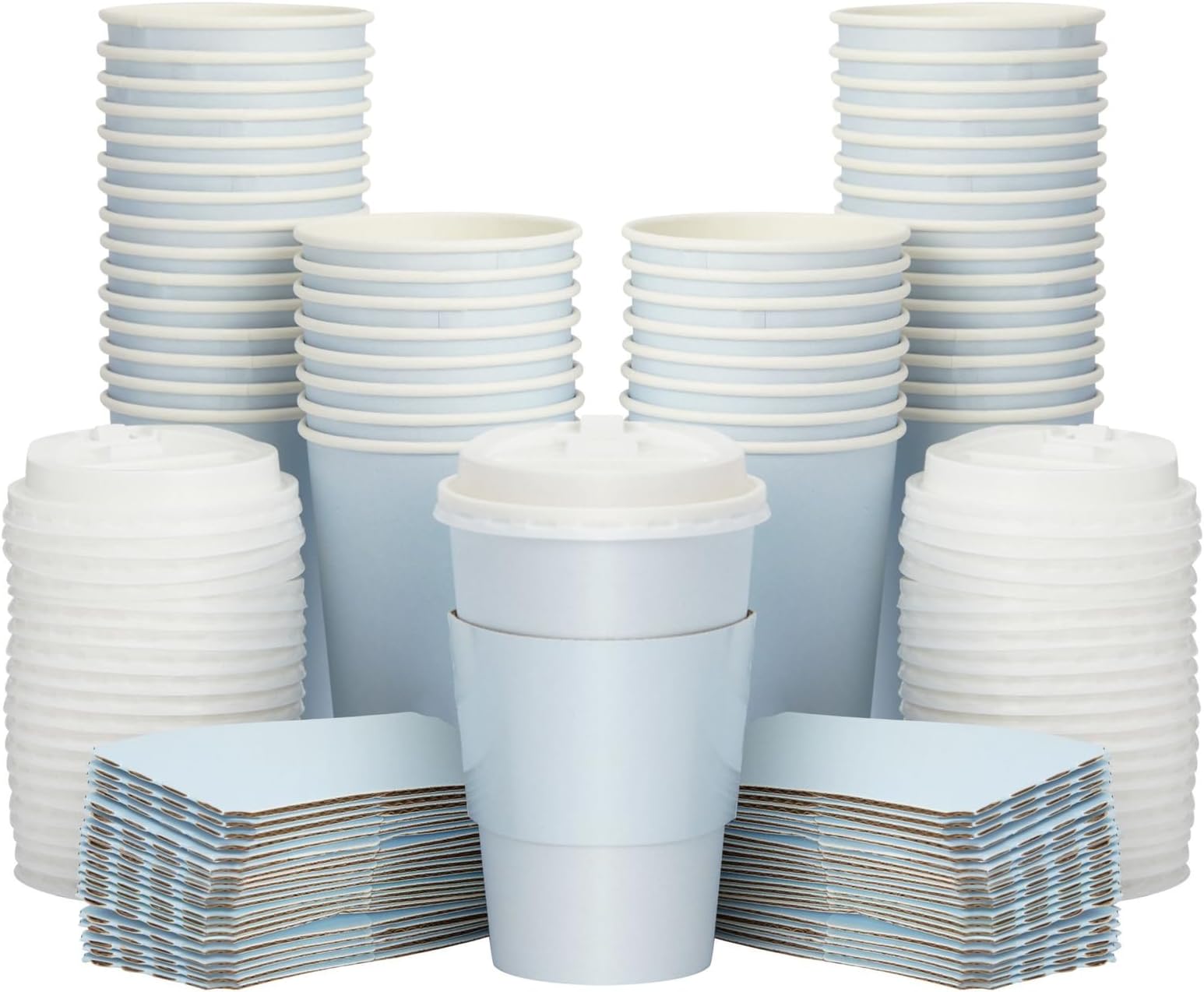 Amazon.com: Irenare 96 Pack Blue and White Flower Disposable Coffee ...