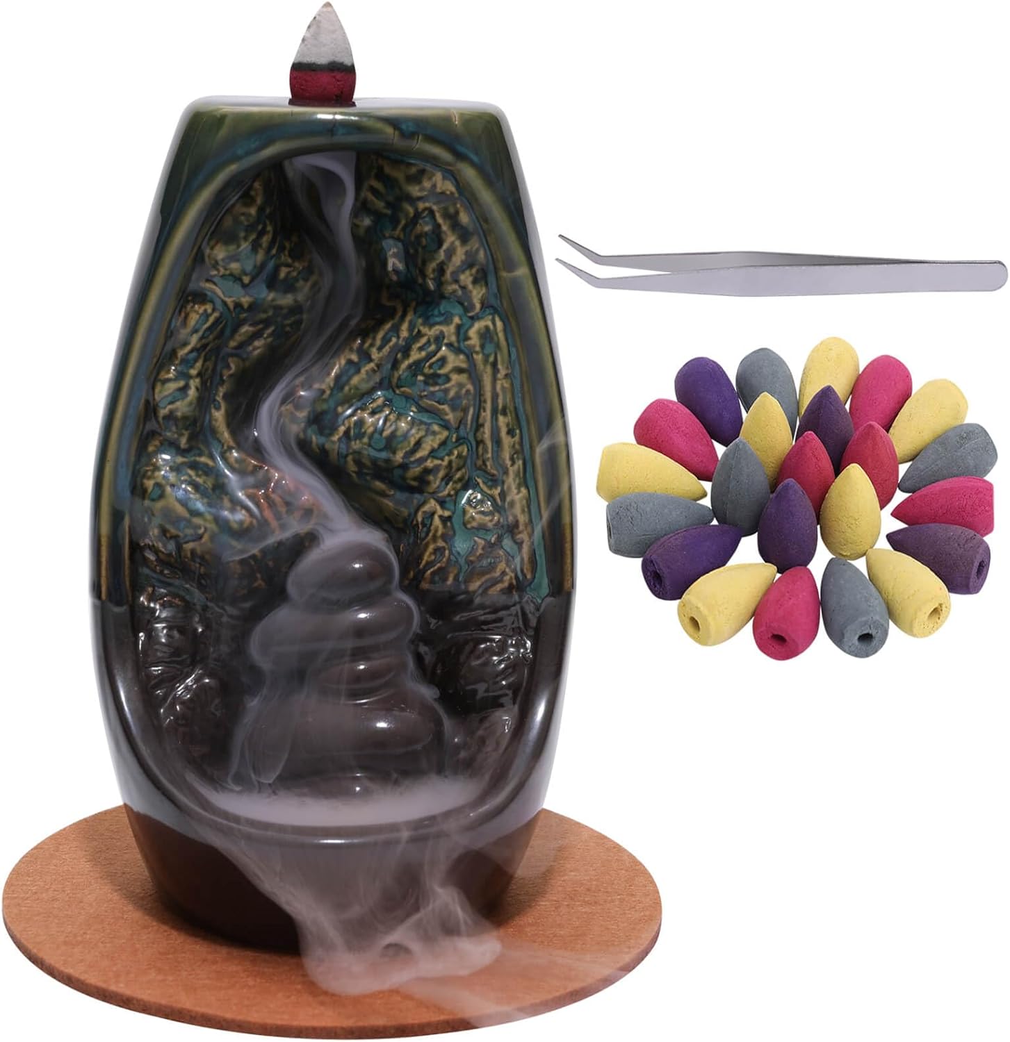 Ceramic Backflow Incense Burner - 80 Pcs Waterfall Backflow Incense ...
