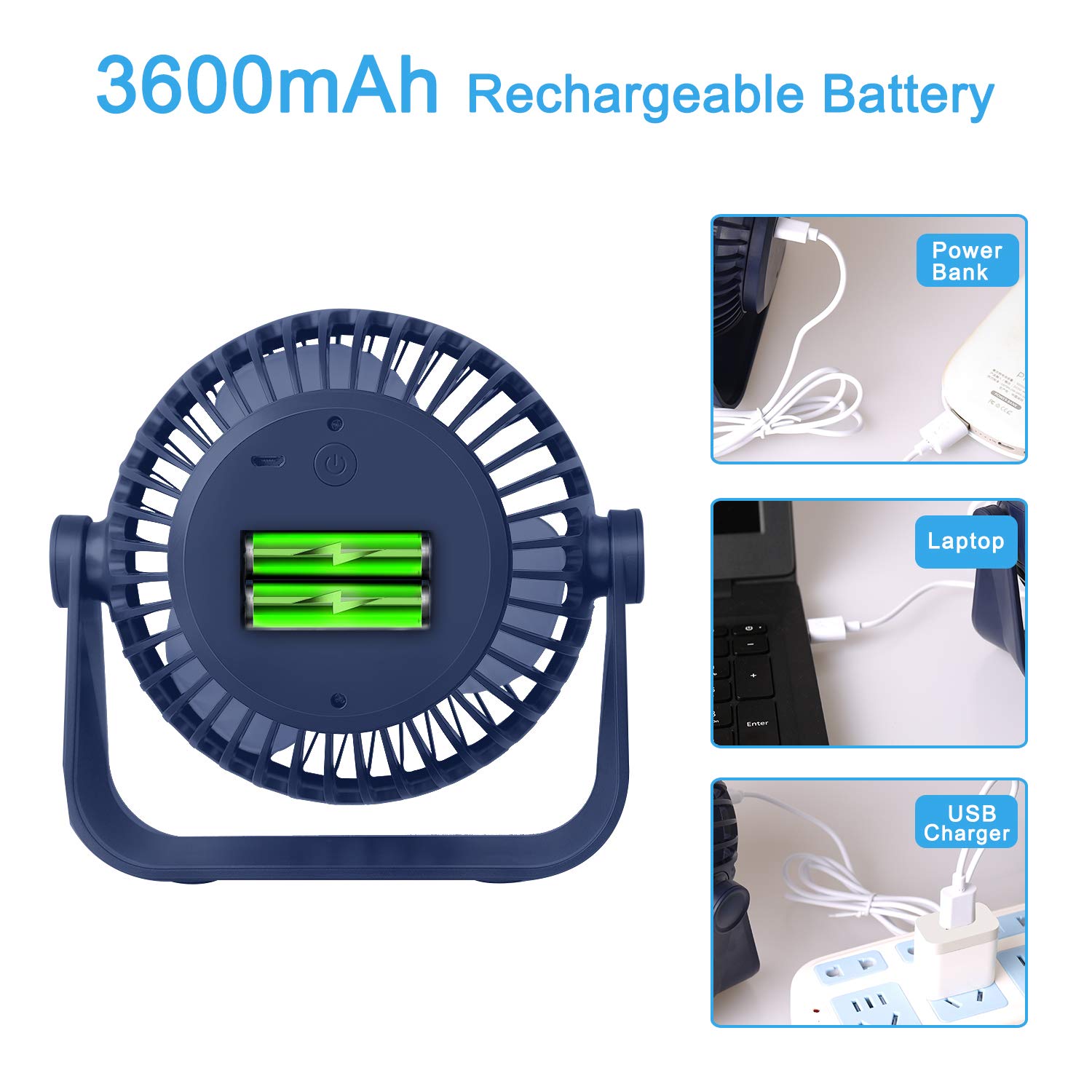 Snapklik.com : Desk Fan Small Table Fan Rechargeable Battery Operated ...
