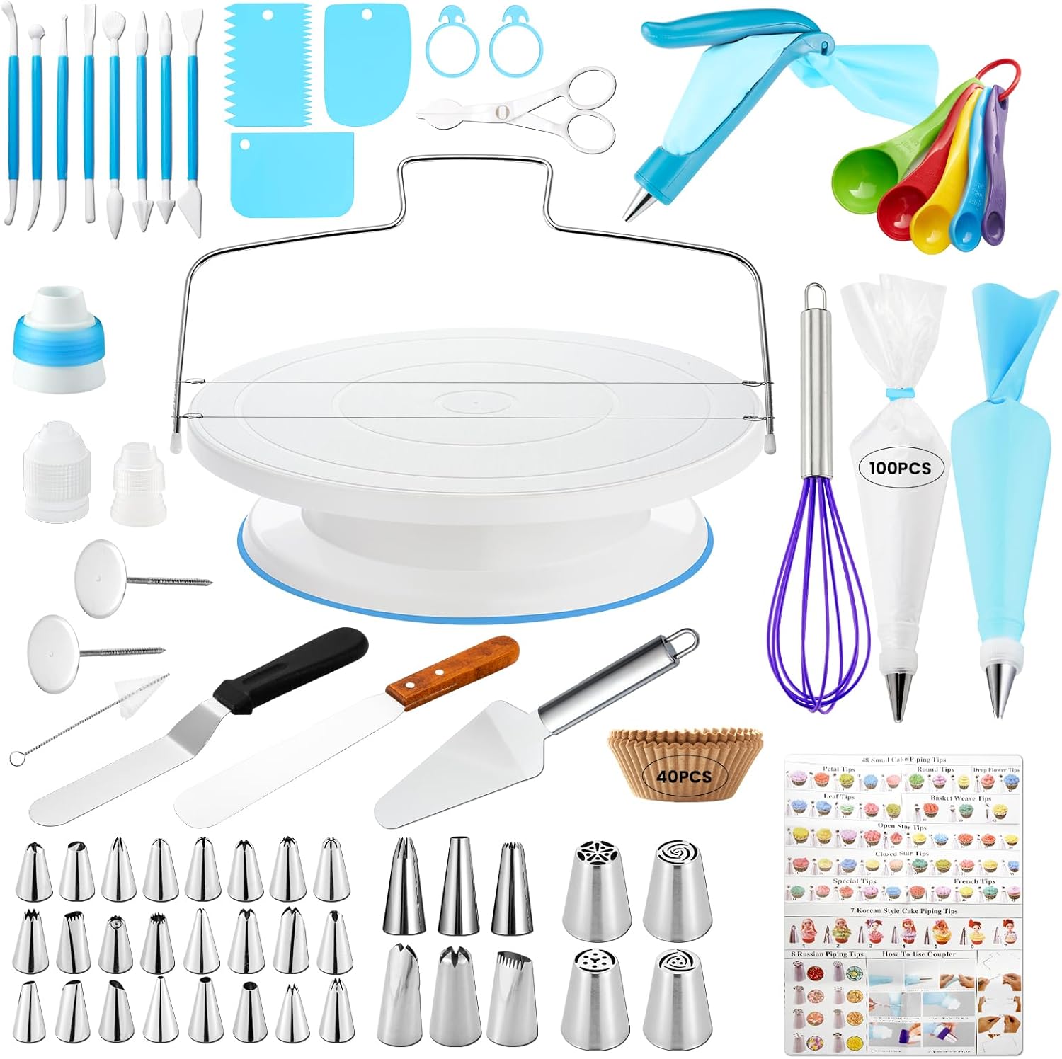 Amazon.com: Kasmoire 207 Pcs Cake Decorating Kit with 30 icing tips,4 ...