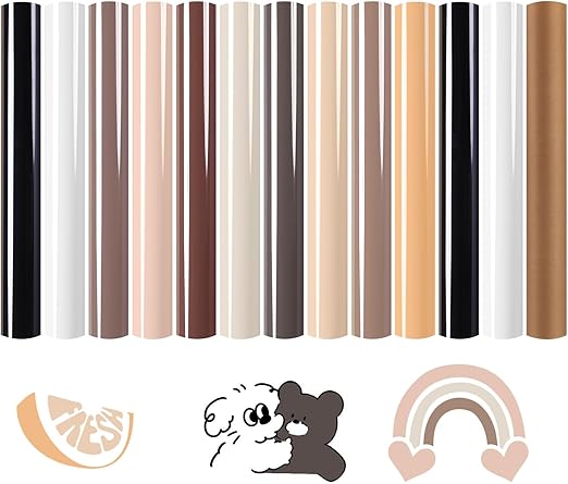 Amazon.com: HTVRONT Skin Tone HTV Vinyl Heat Transfer Vinyl Bundle-13 ...
