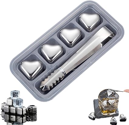 Amazon.com: Heart-Shaped Stainless Steel Reusable Ice Cubes Set - 2026 ...