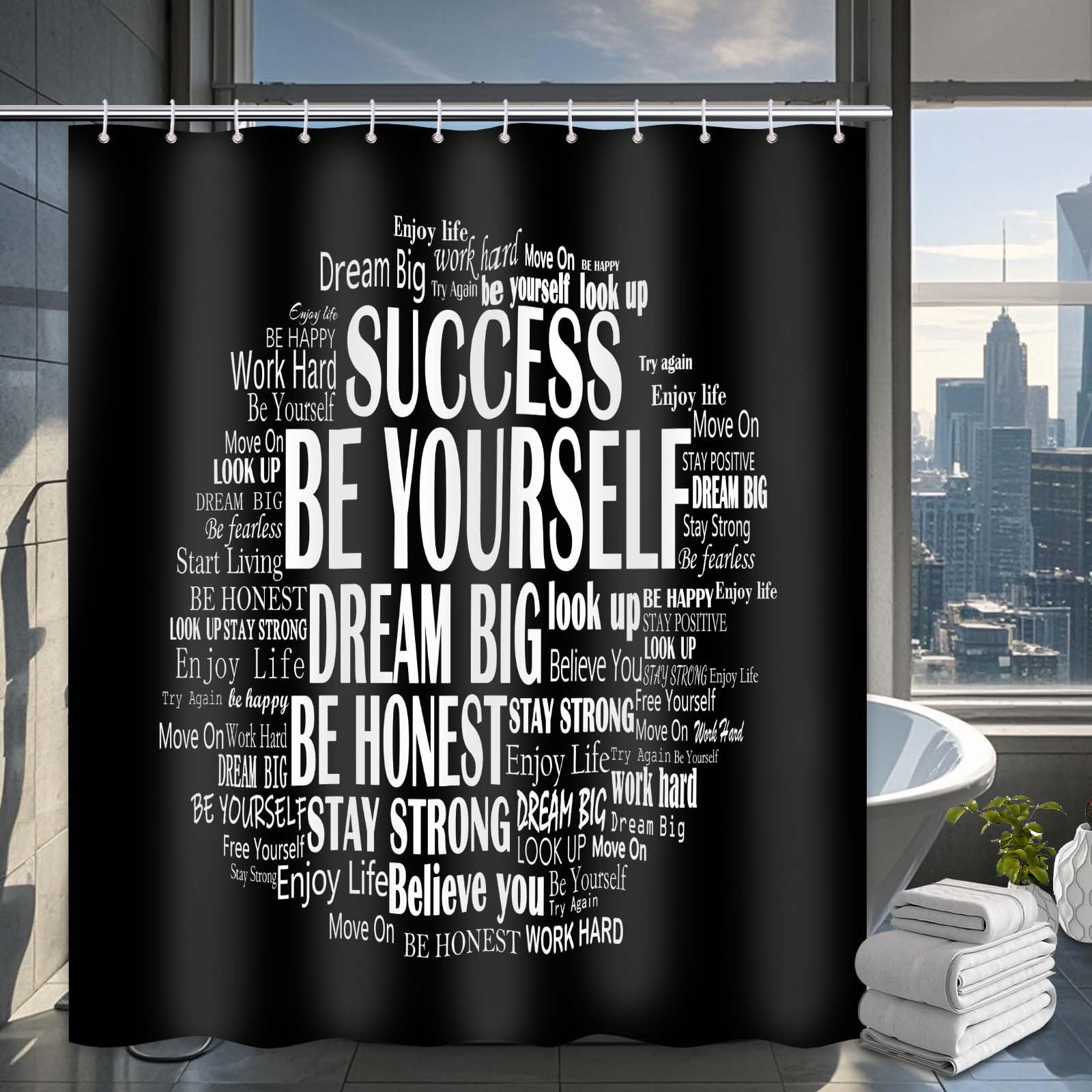 Inspirational Shower Quotes RV Shower Curtain Inspirational