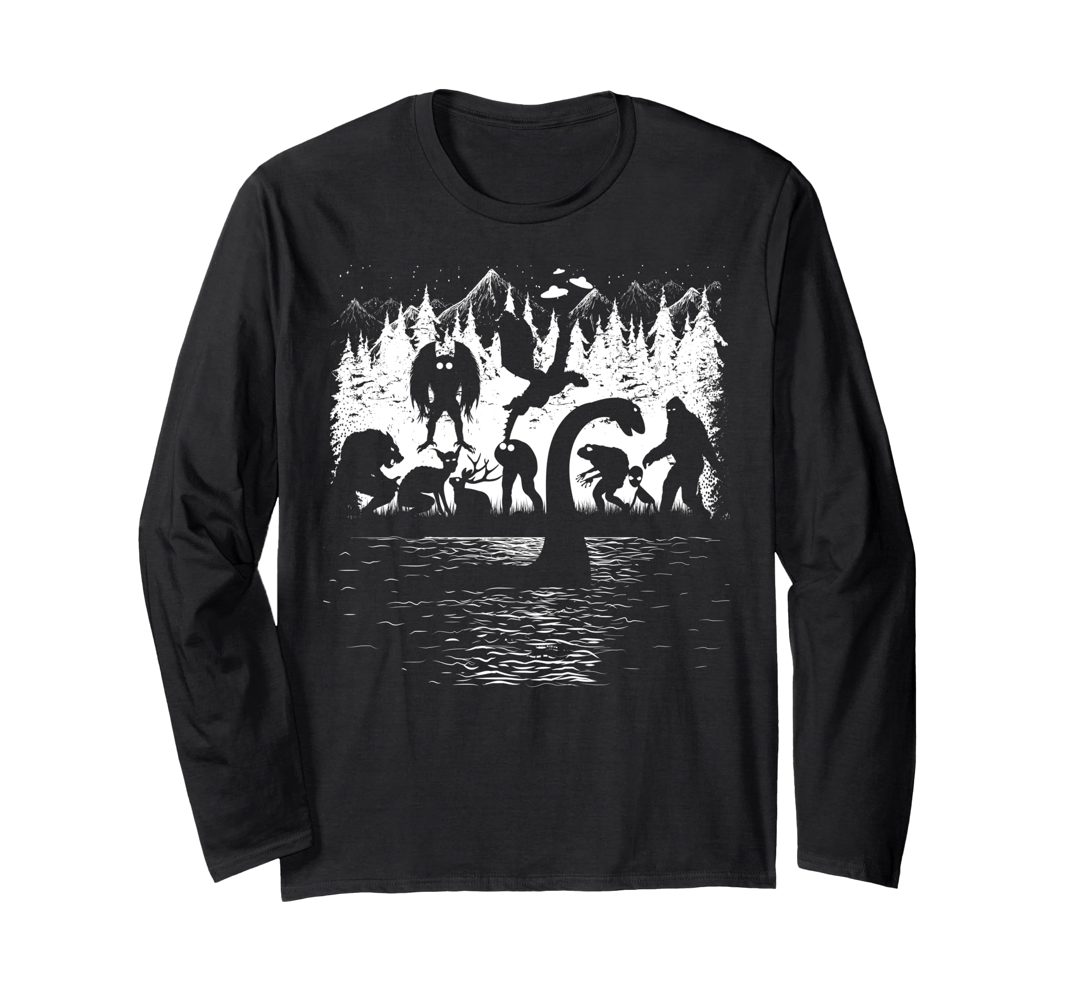 Amazon.com: Bigfoot Loch Ness Monster Mothman Alien Others Funny Cryptid Long Sleeve T-Shirt ...