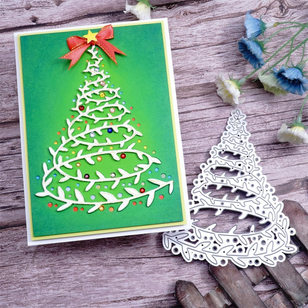 Amazon.com: Sparkling Christmas Tree Die Cuts for Card Making, Metal ...